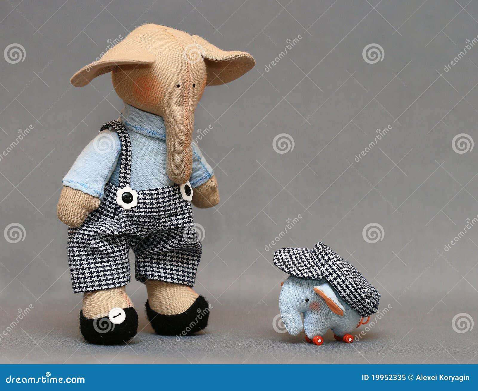 Two Handmade elephants stock image. Image of clothing - 19952335