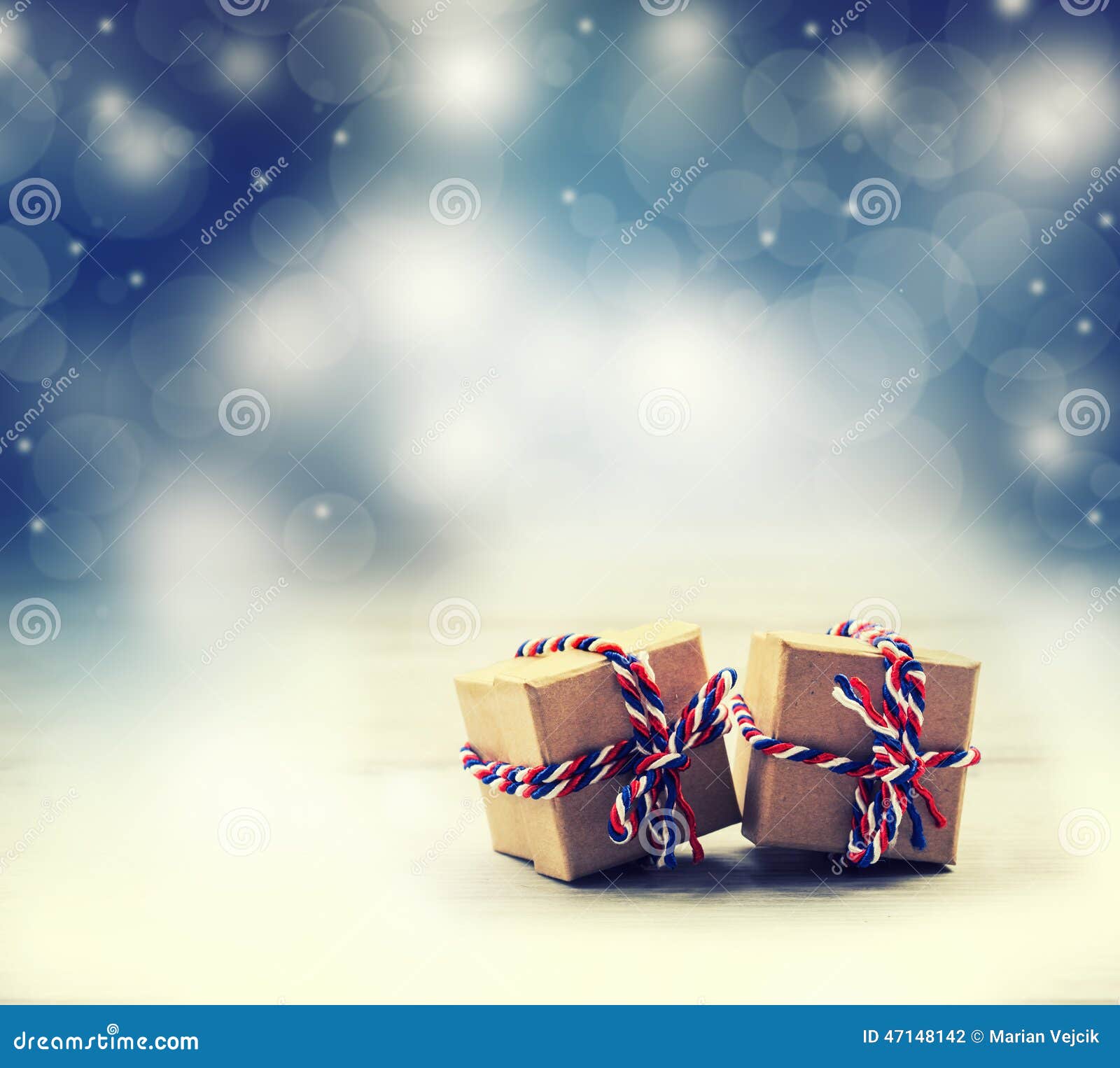 Two Handmade Gift Boxes in Shiny Colour Night Background Stock Photo ...