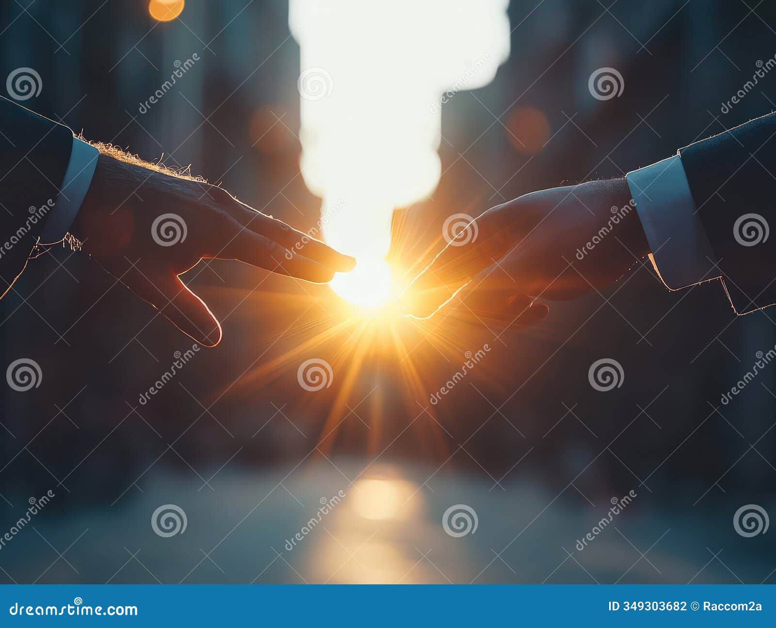 Two Hands Approaching Each Other with Sunlight, Representing Hope and ...