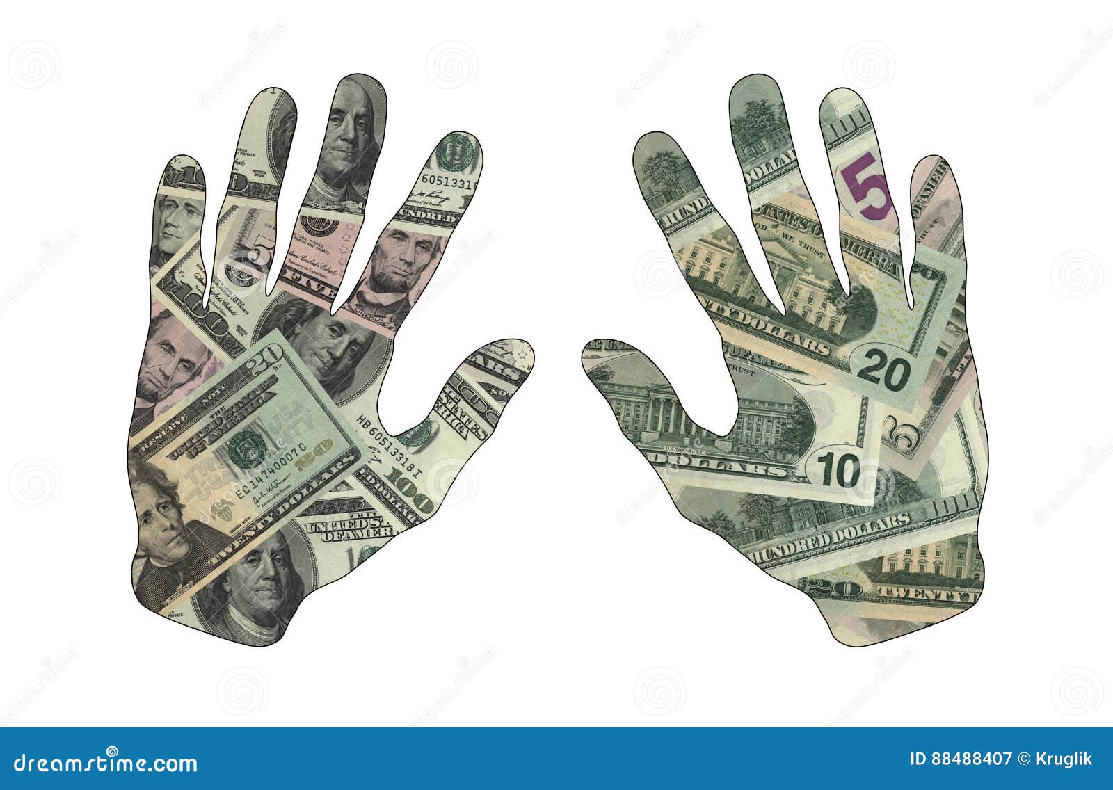 Two Hands Being Enough Money Stock Illustration - Illustration of hands ...