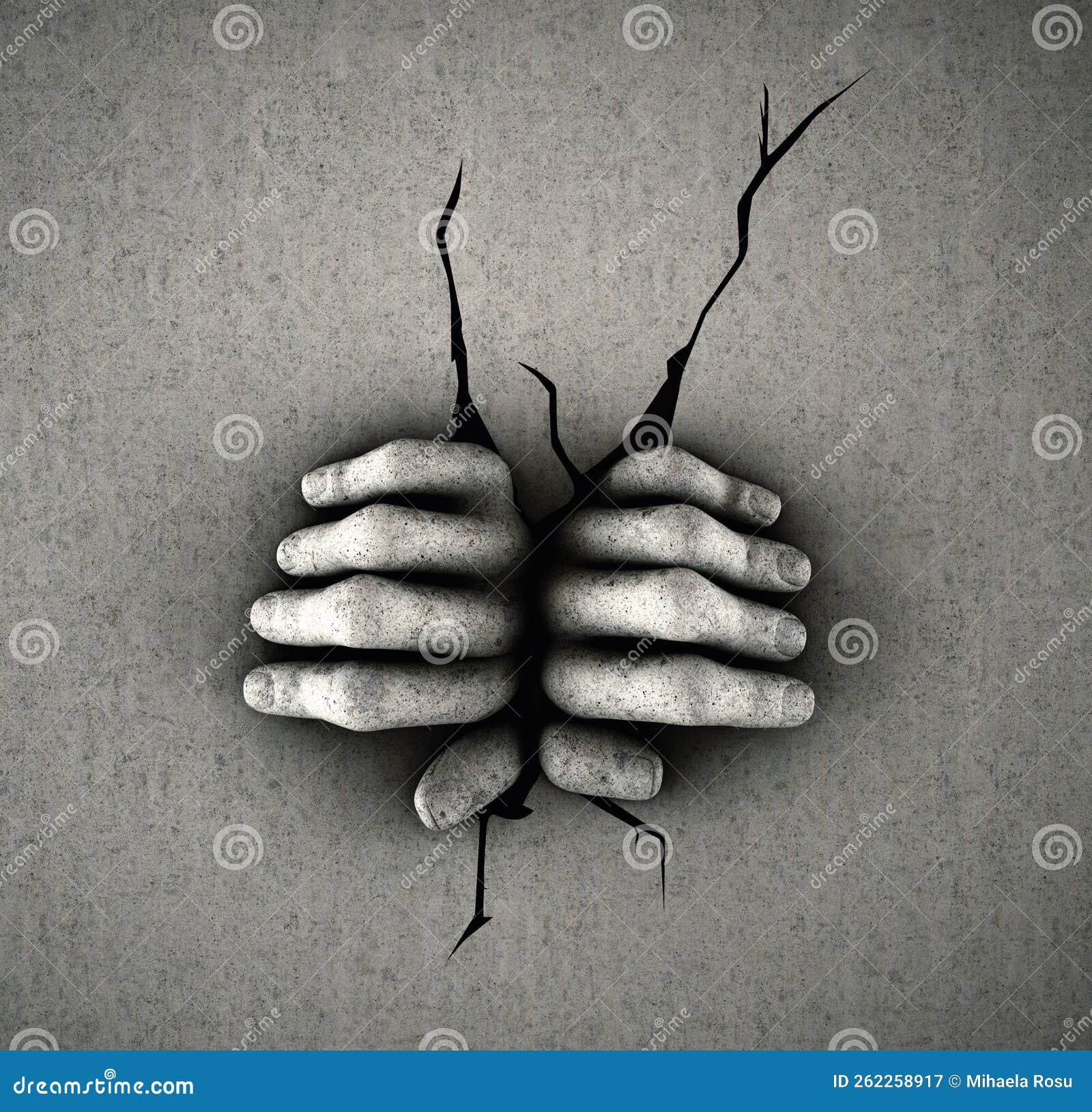Two Hands Breaking a Wall. Escape and Freedom Concept Stock ...