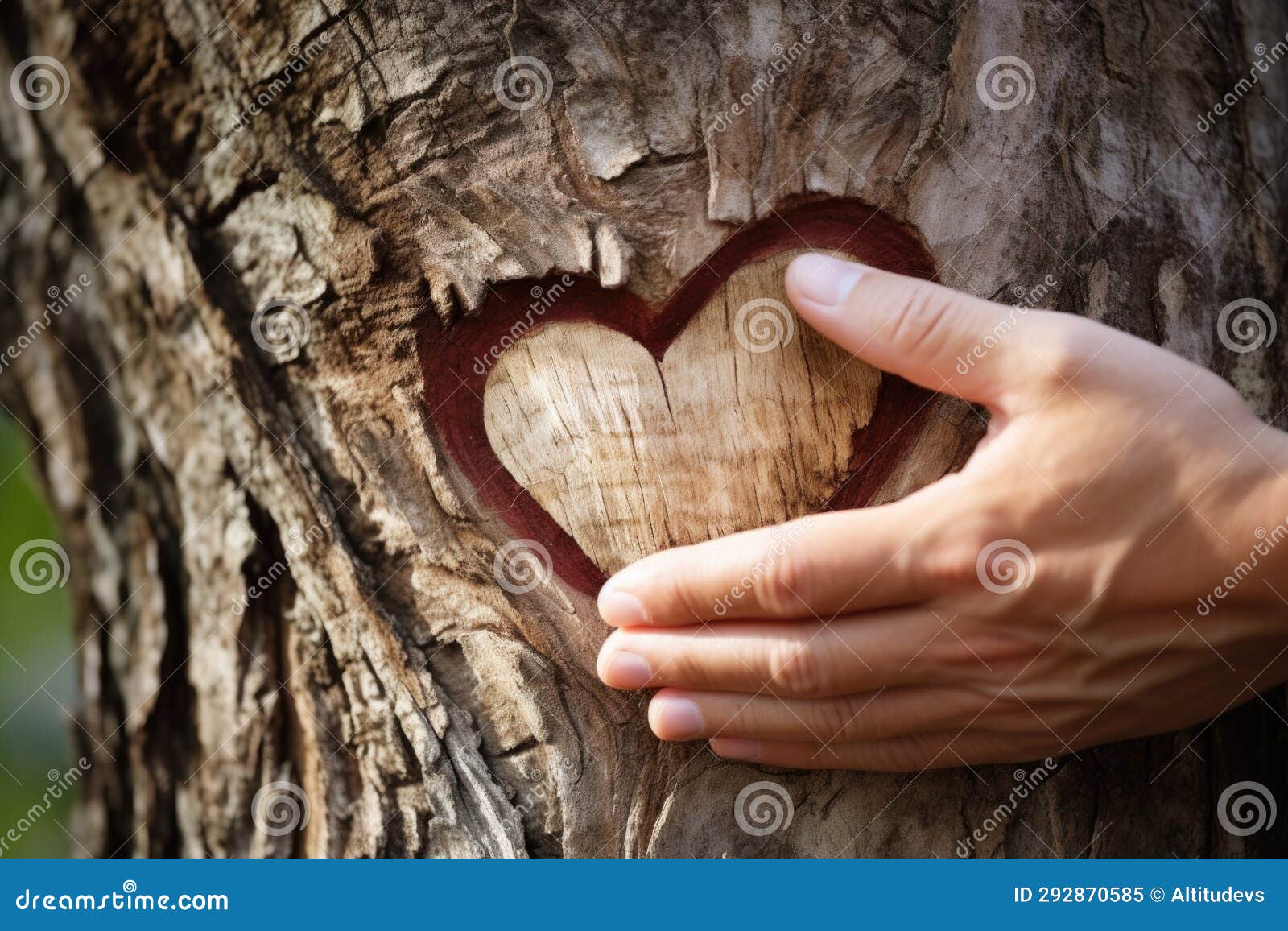 Two Hands Carving a Heart Shape into the Bark of a Tree Stock ...