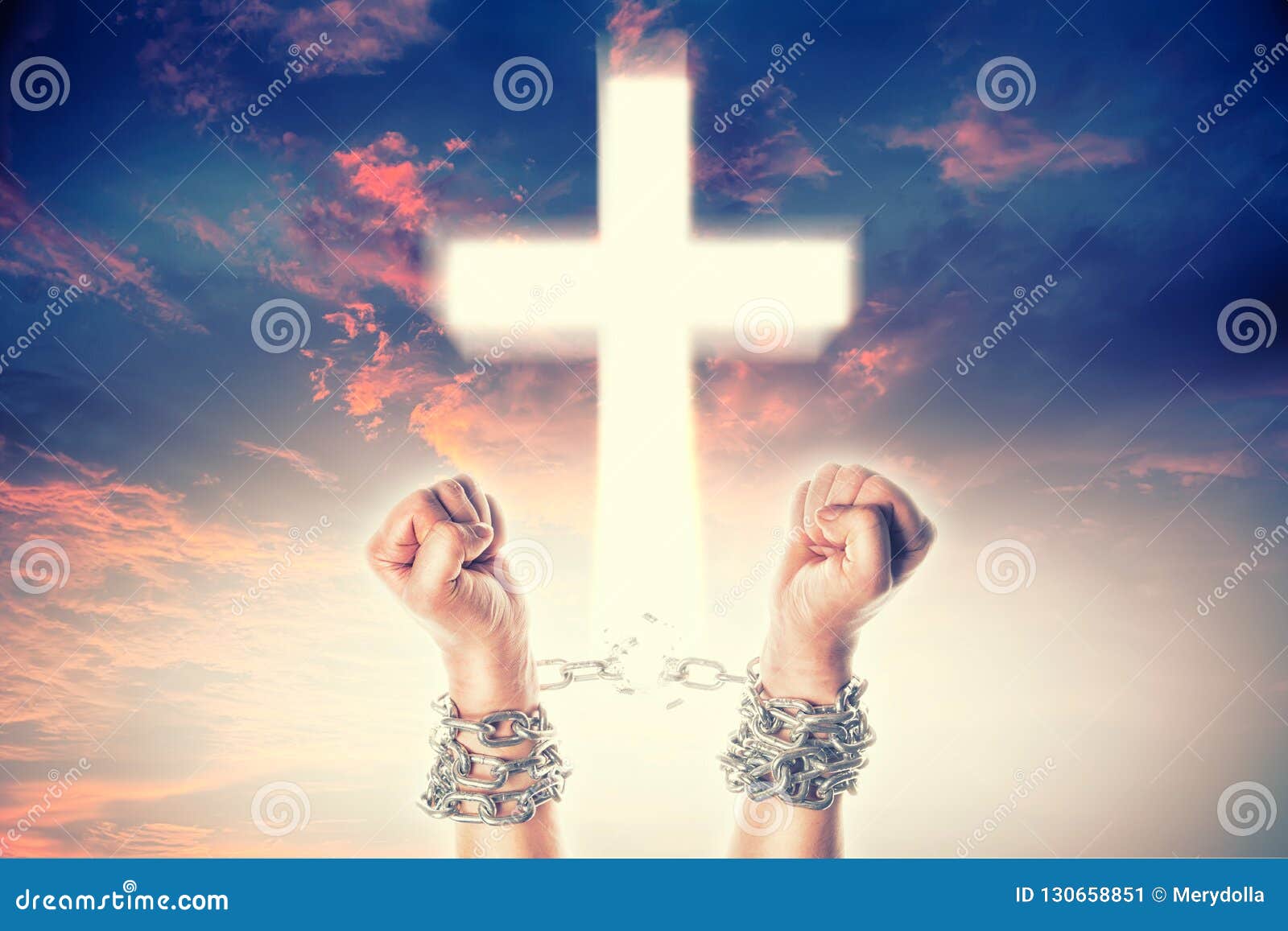Two hands in chains stock image. Image of holy, freedom - 130658851
