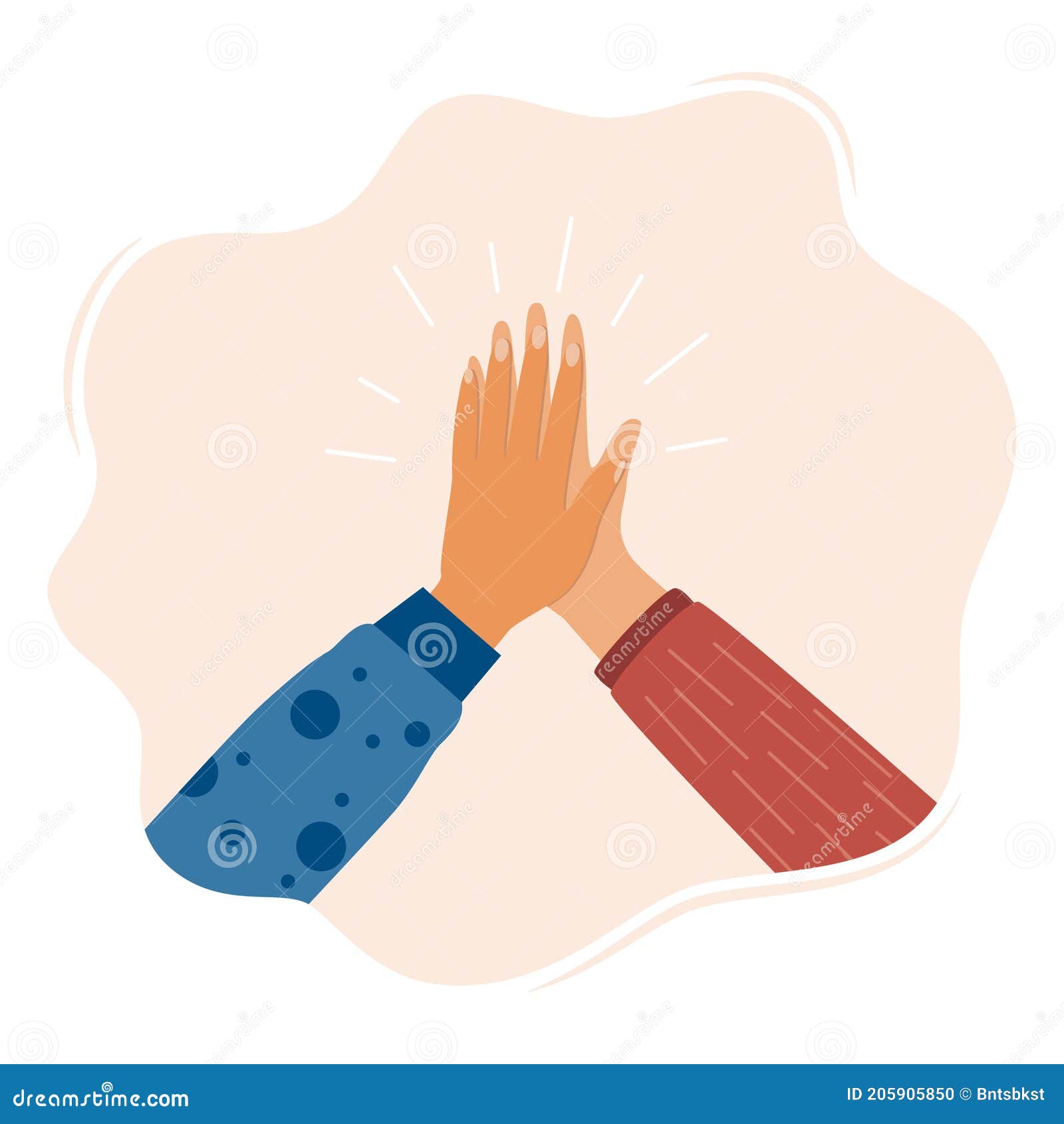 Two Hands Clapping in High Five Gesture. Multicultural People Putting ...