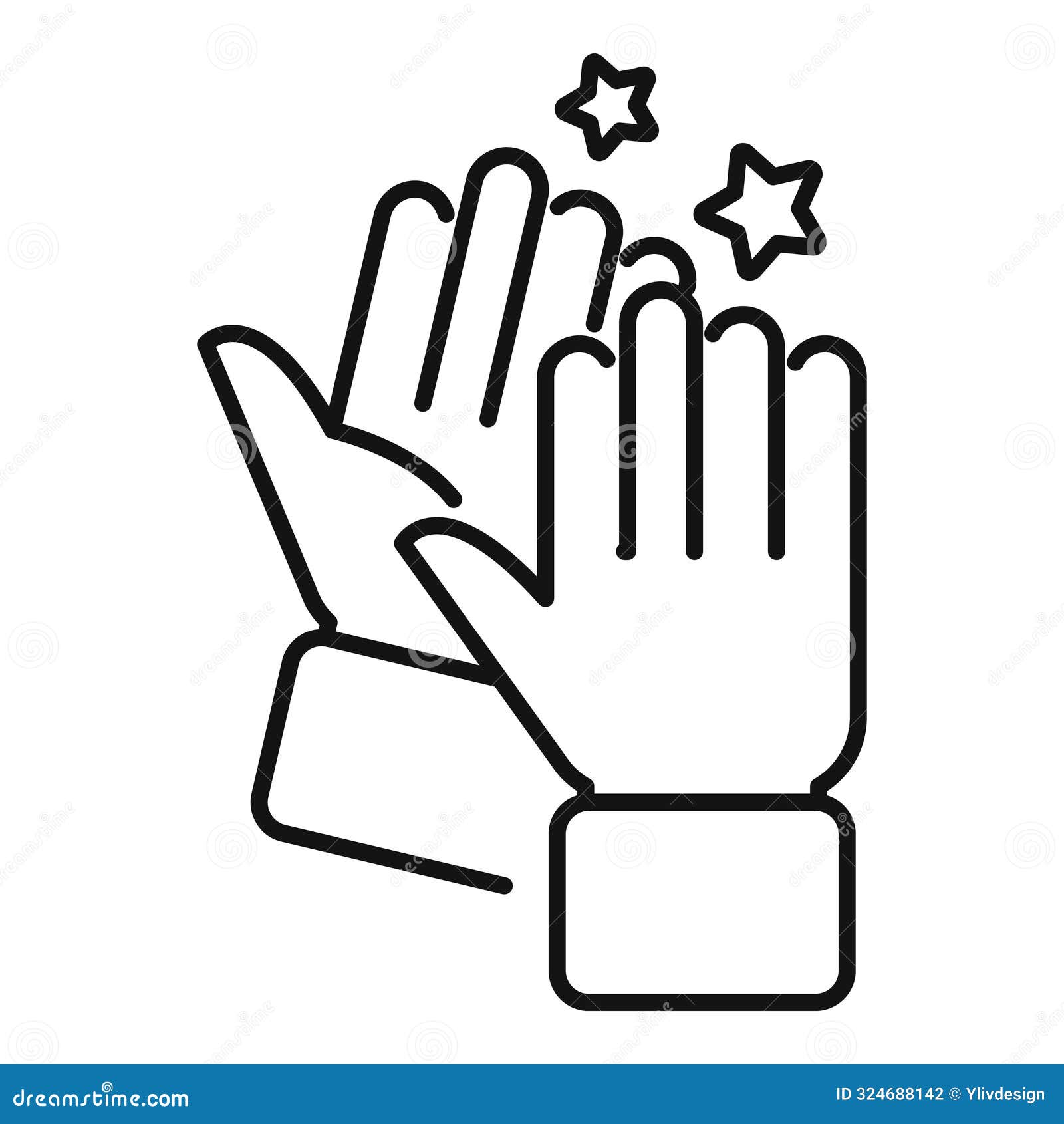 Two Hands Clapping with Stars Minimalist Line Art Icon Stock ...