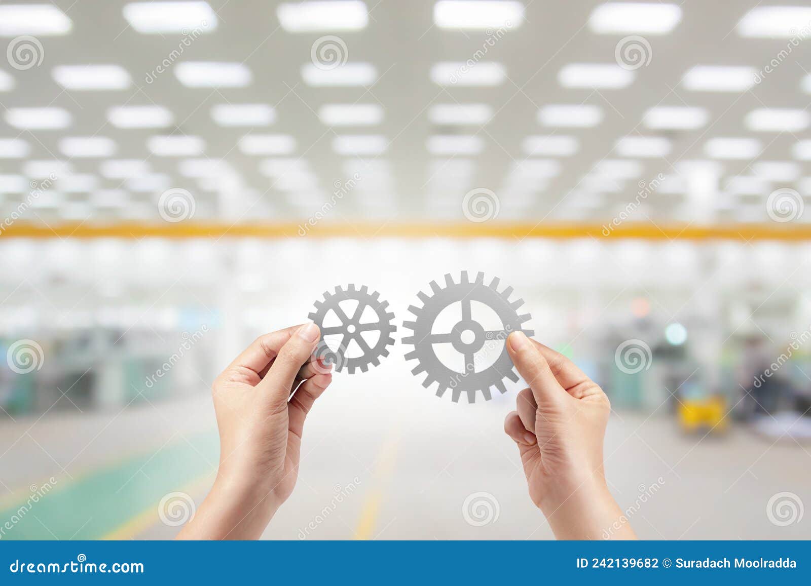 Two Hands Connect Pieces of Gears for Teamwork Concept Stock Photo ...