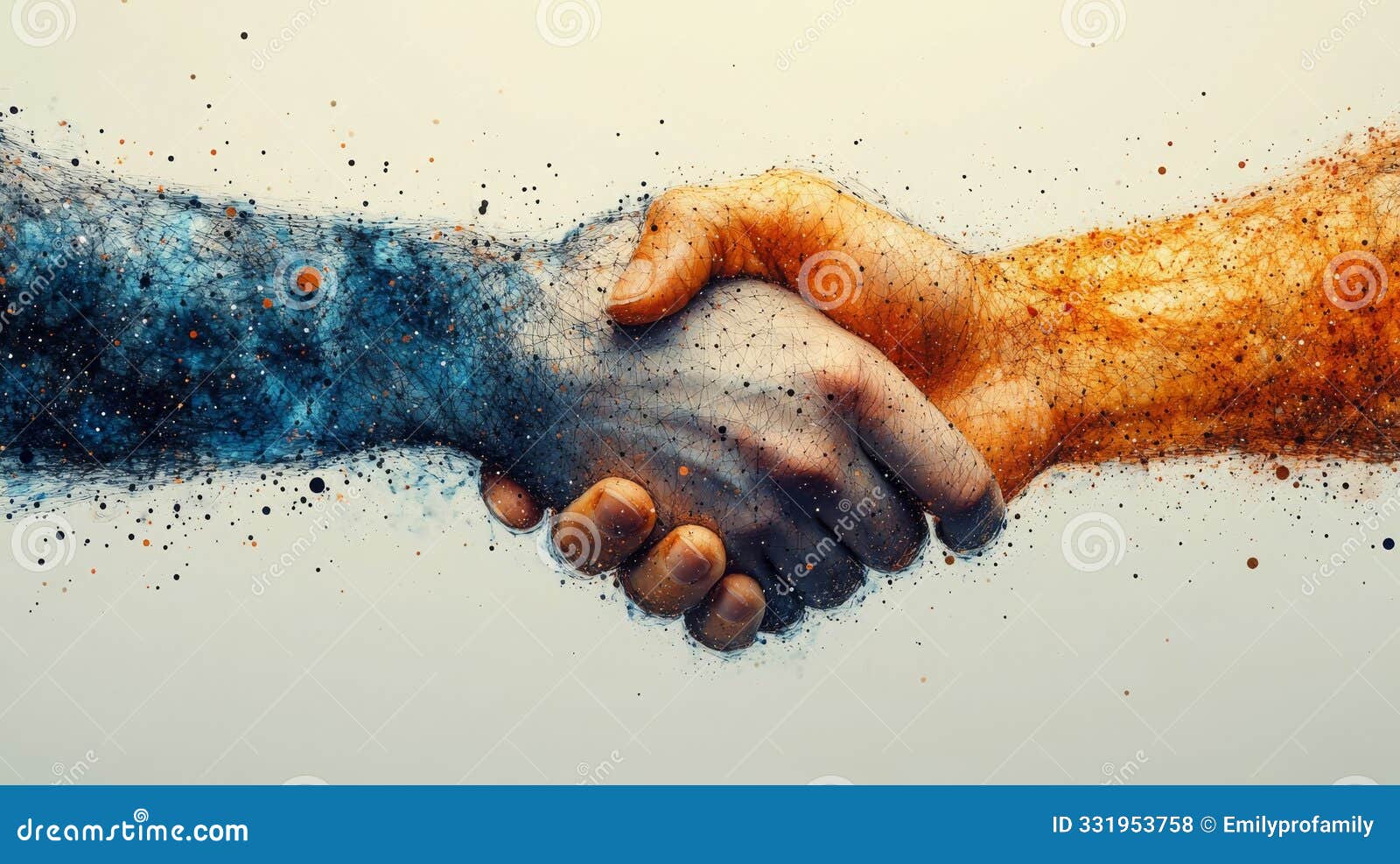 Hands of Different Colors Shaking in a Creative Representation of Unity ...