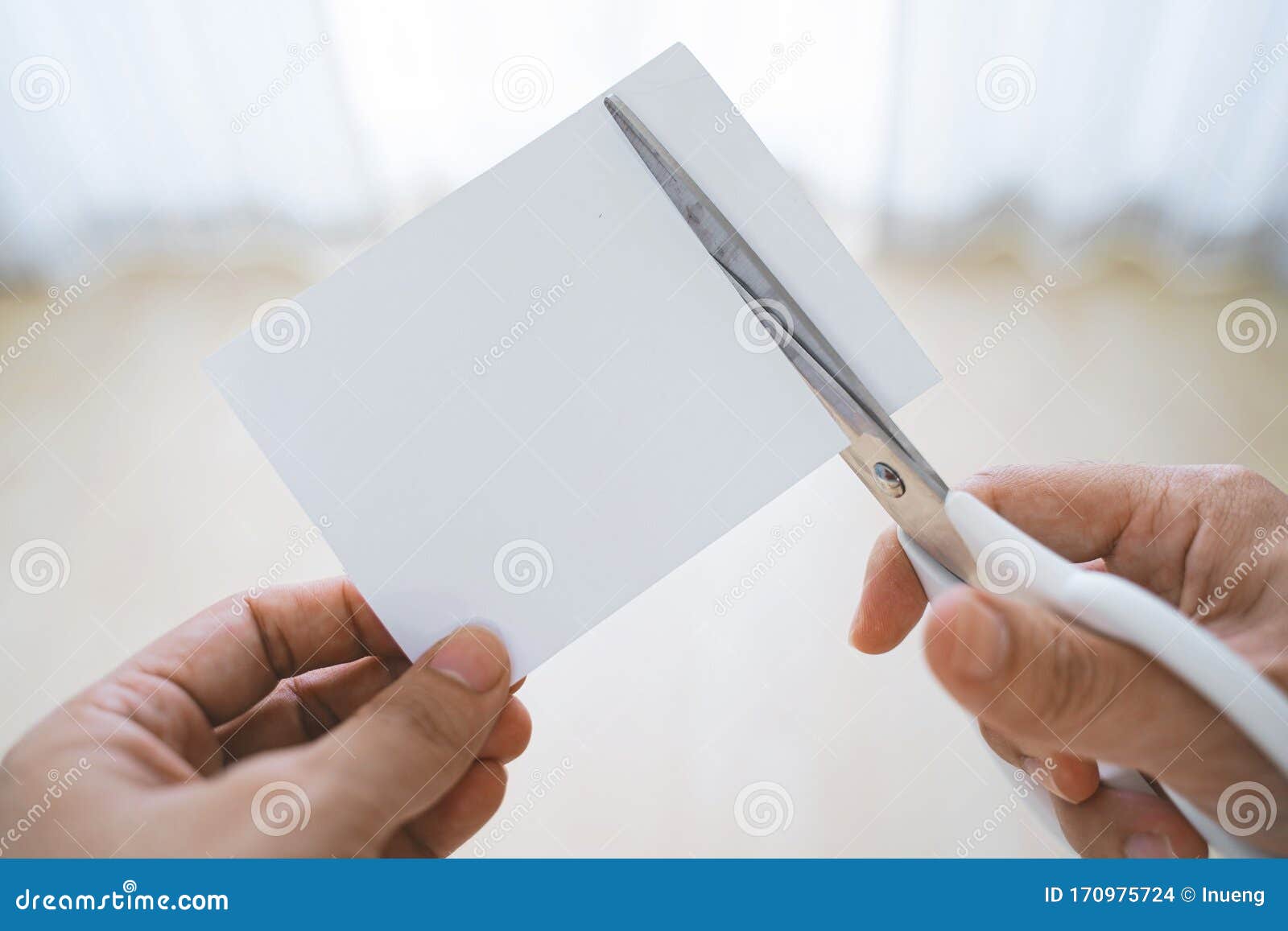 Two Hands Cutting Paper with Scissor. Stock Photo - Image of hair ...