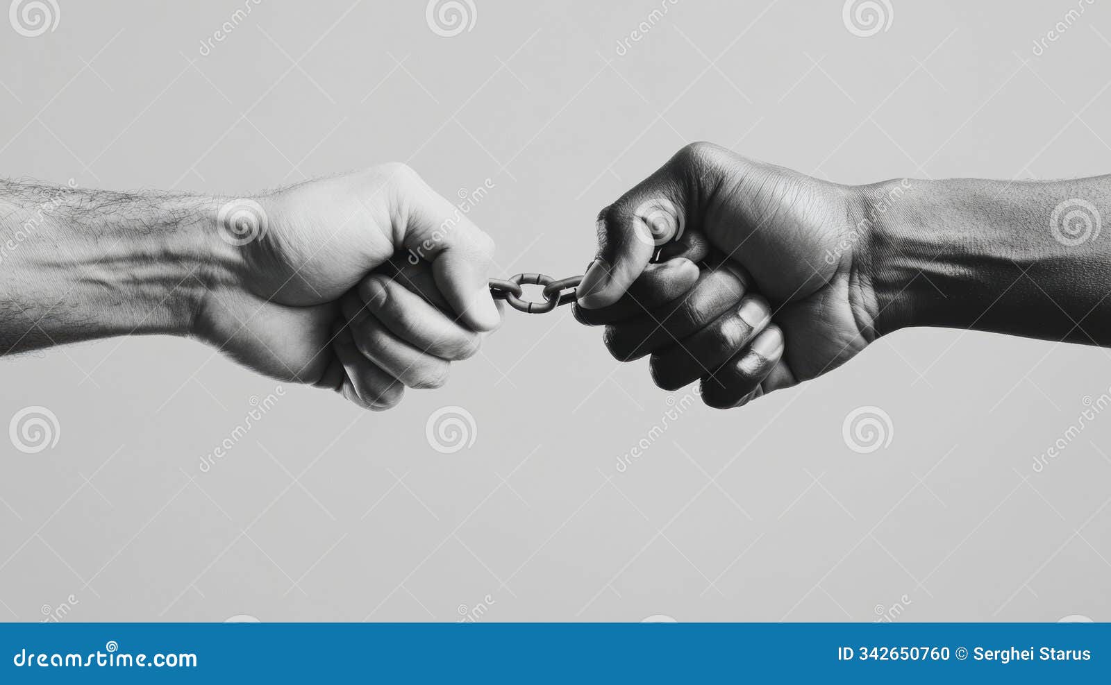 Two Hands of Different Ethnicities Connect with a Chain Link ...