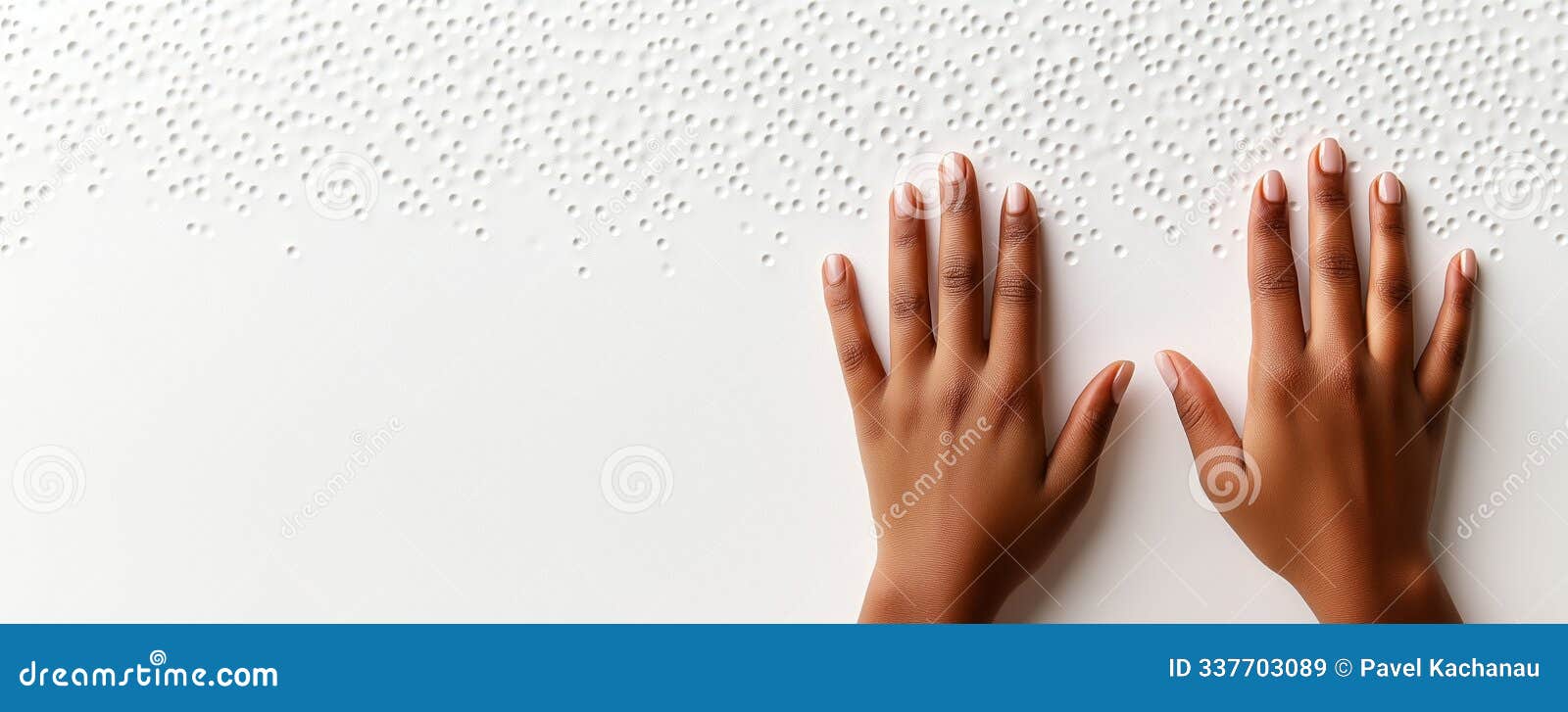 Two Hands Explore Braille Text on a Tactile Surface in Honor of World ...