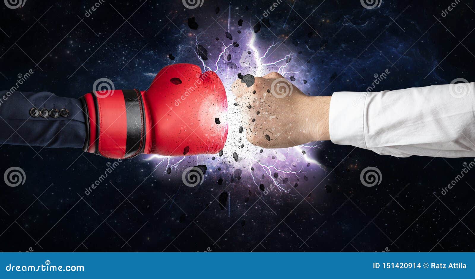 Fighting Hands with Storm Explosion Stock Photo - Image of competition ...
