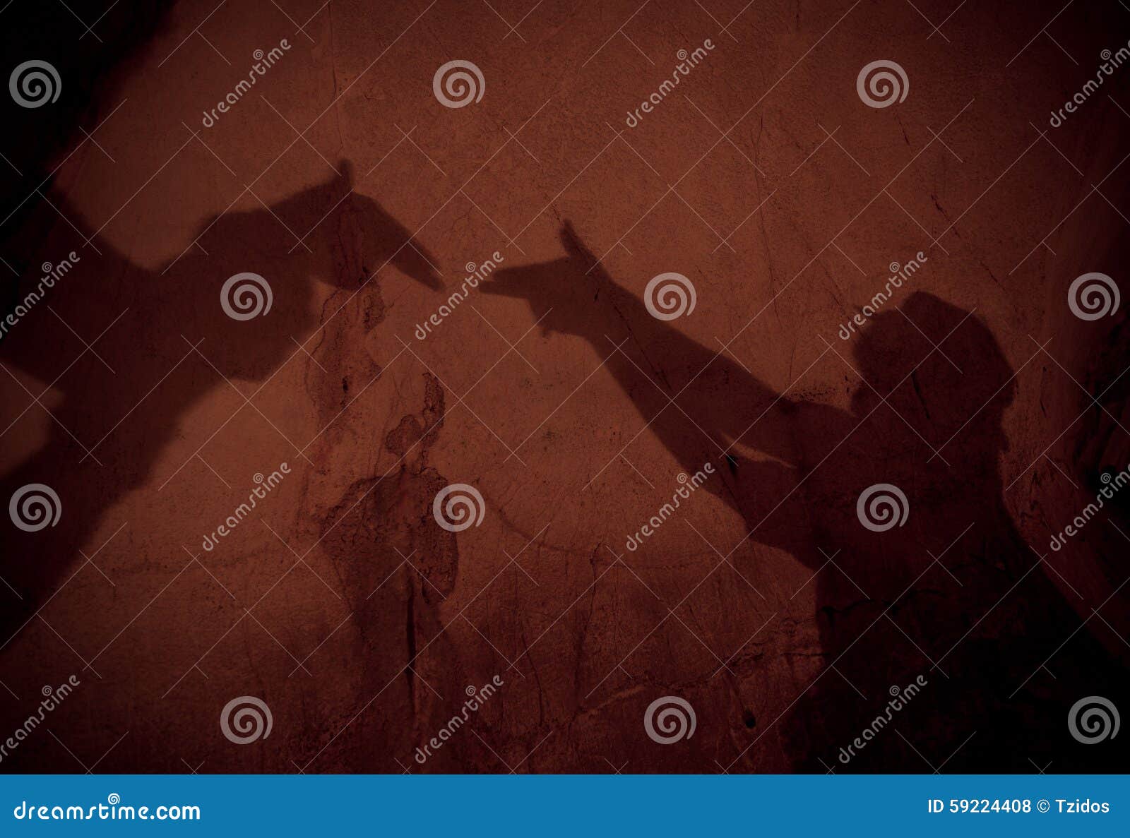 Two Hands Forming a Gun Shadow on the Wall in the Cave Stock Photo ...