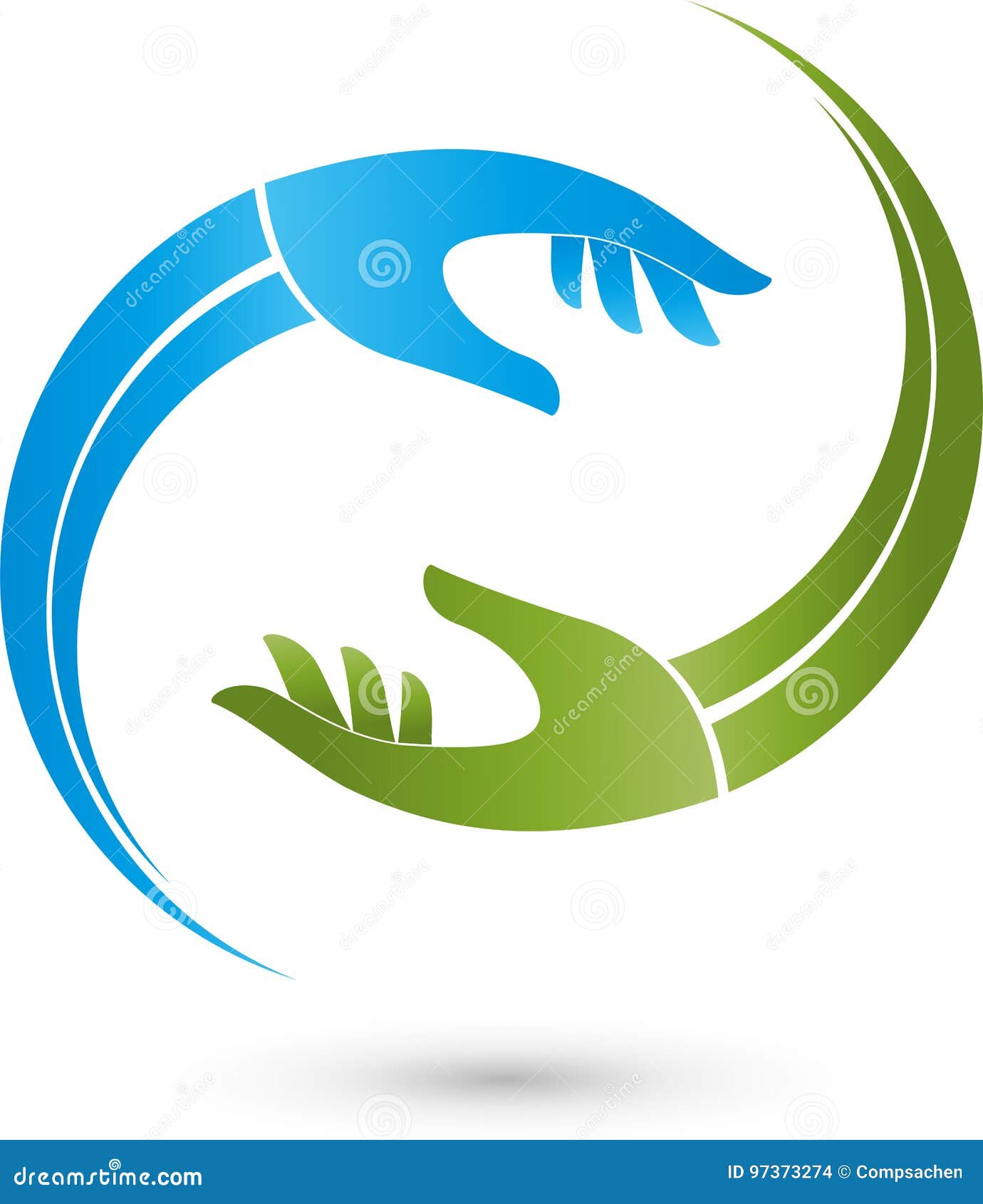 Two Hands In Green And Blue, Hands And Helper Logo Vector Illustration ...