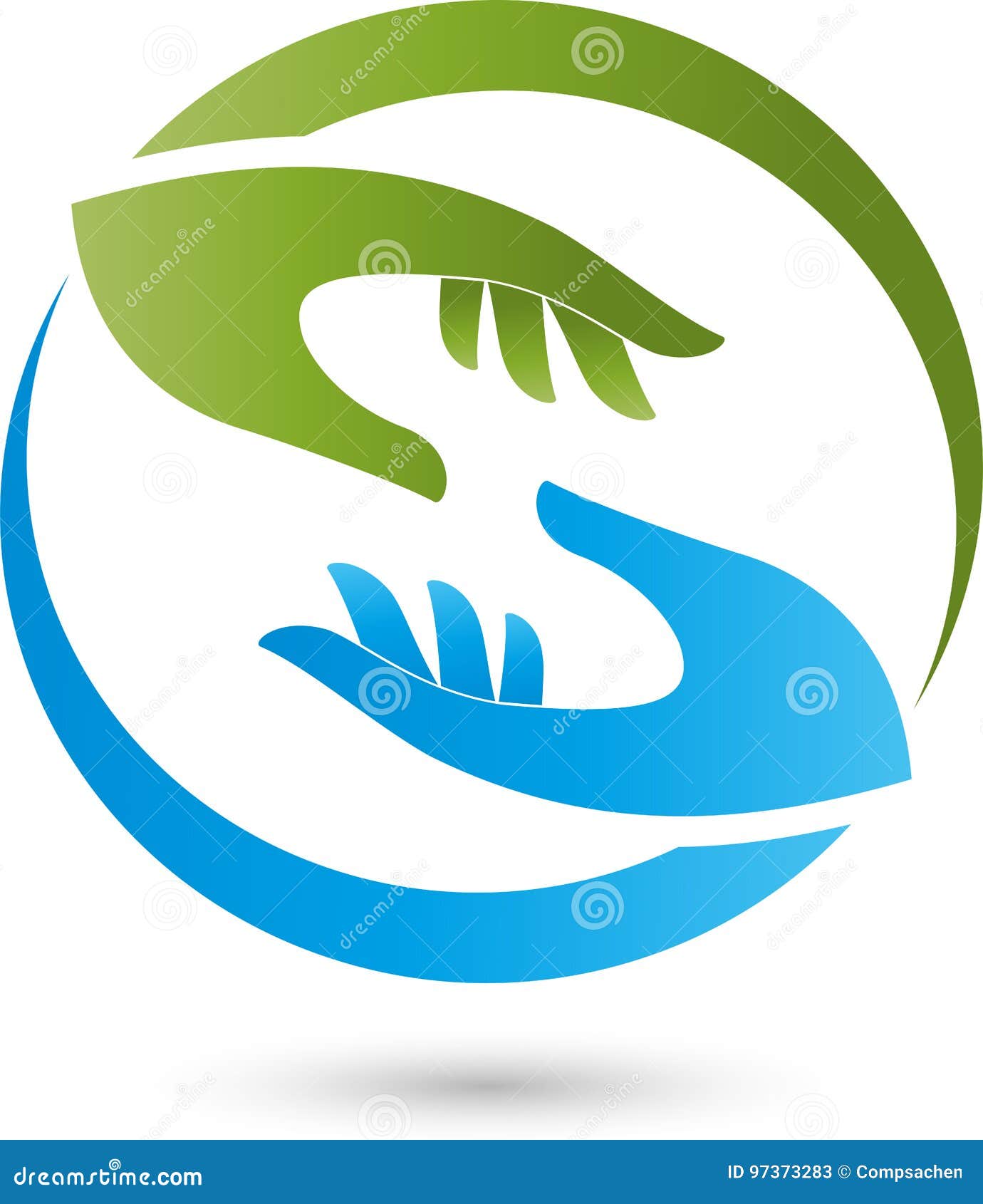 Two Hands In Green And Blue, Hands And Helper Logo Cartoon Vector ...