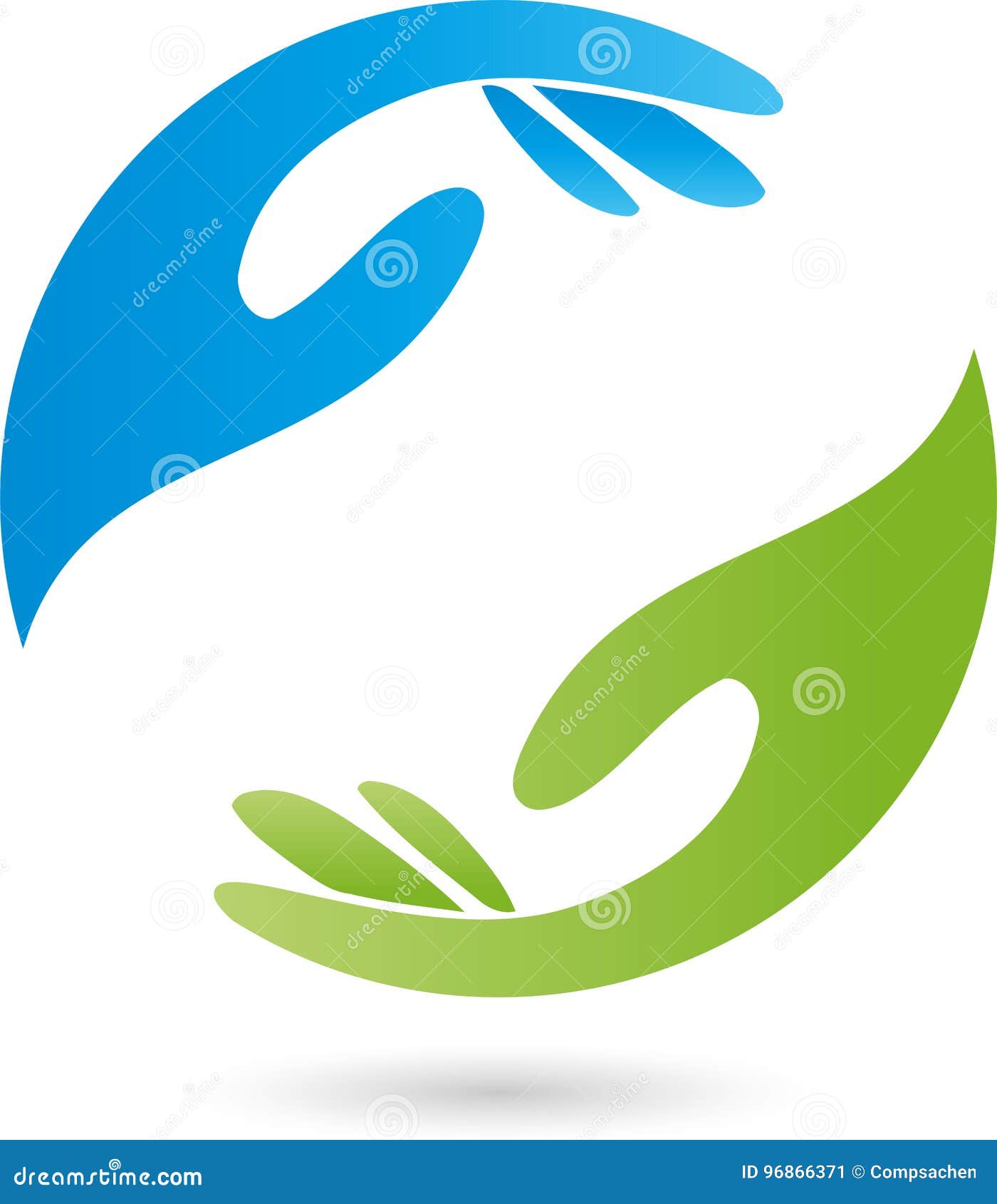 Two Hands In Green And Blue Massage And Wellness Logo Stock Vector