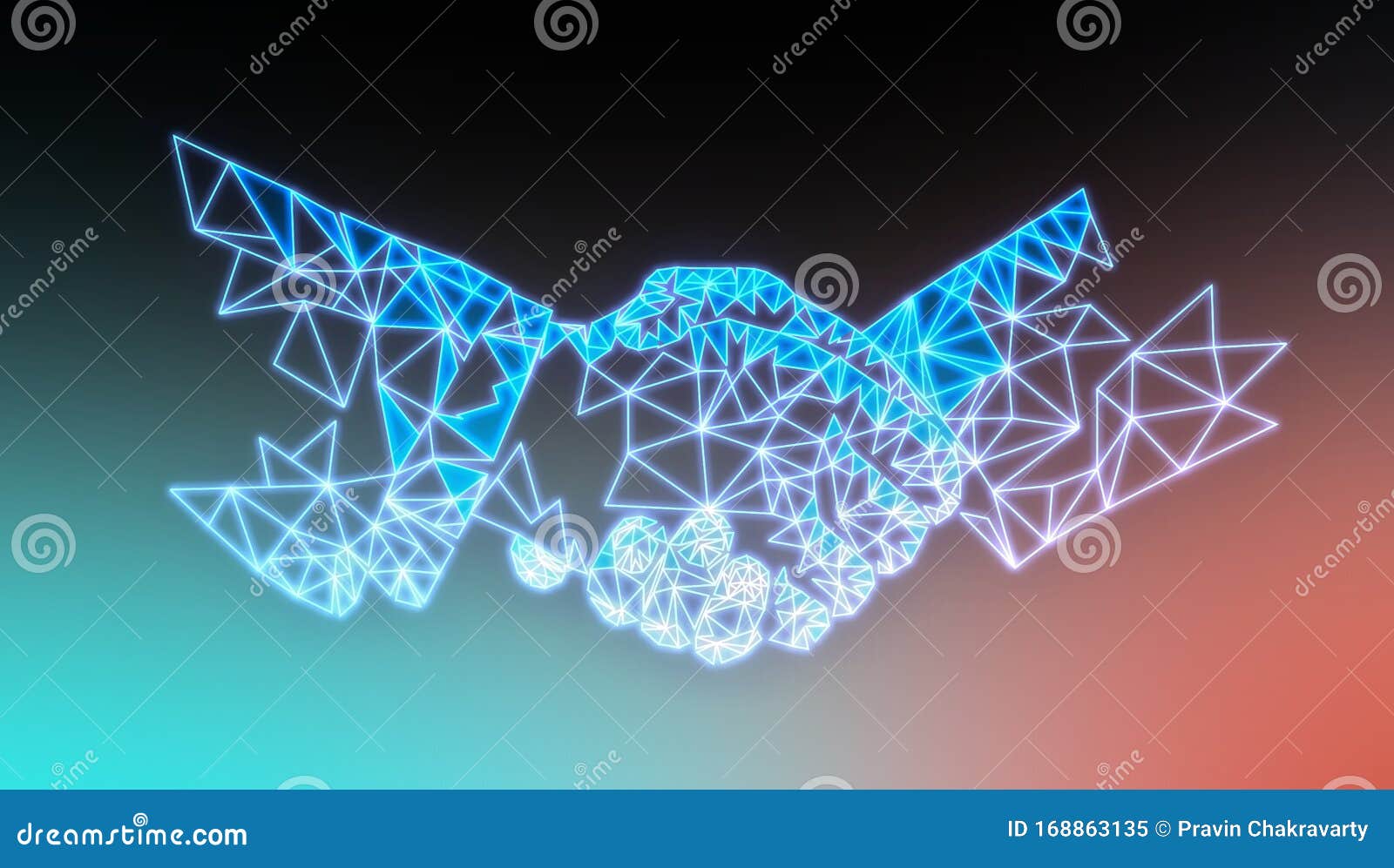 Two Hands Handshake Business Agreement. Low Poly Polygonal Triangle ...