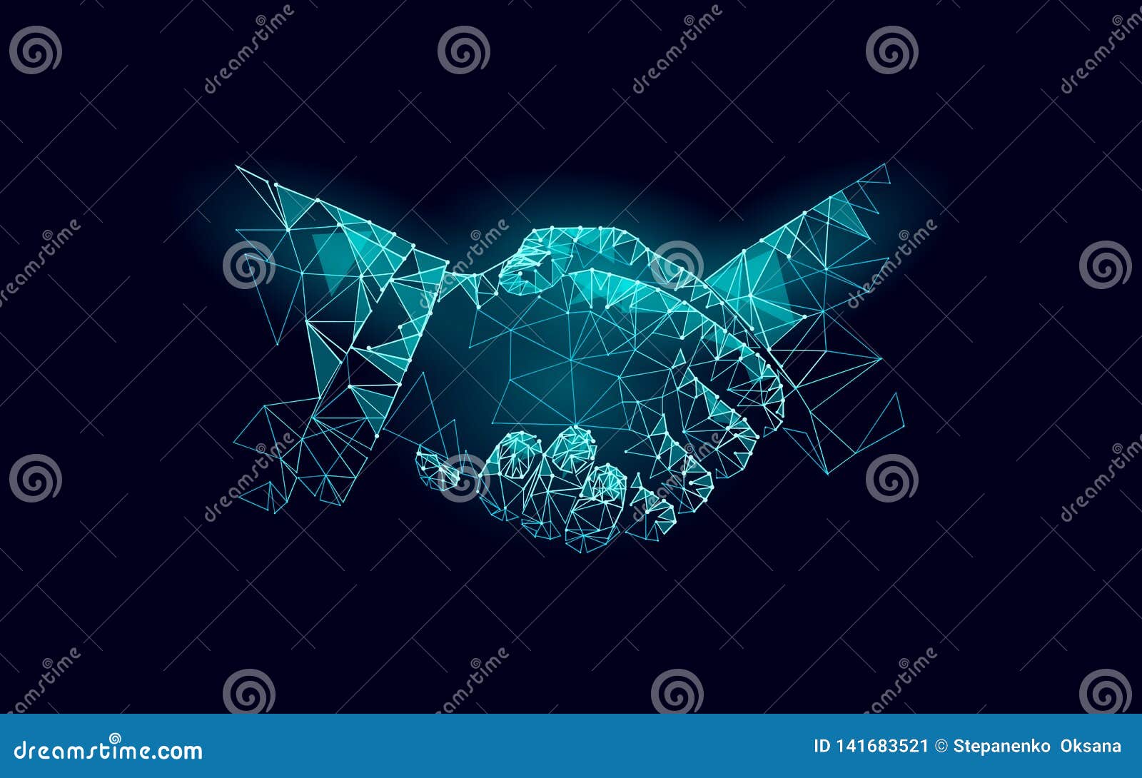 Two Hands Handshake Business Agreement. Low Poly Polygonal Triangle ...