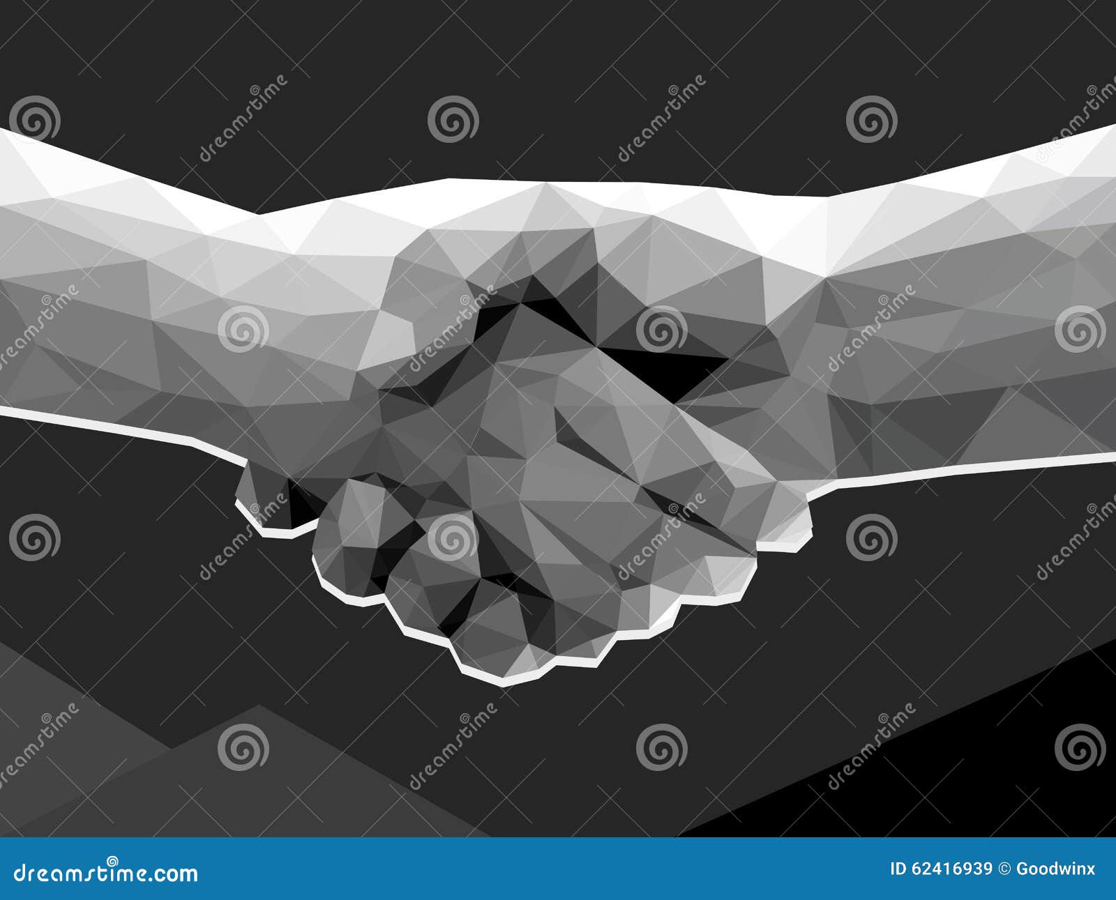 Two Hands Handshake Polygonal Low Poly Contract Agreement Monochrome on ...