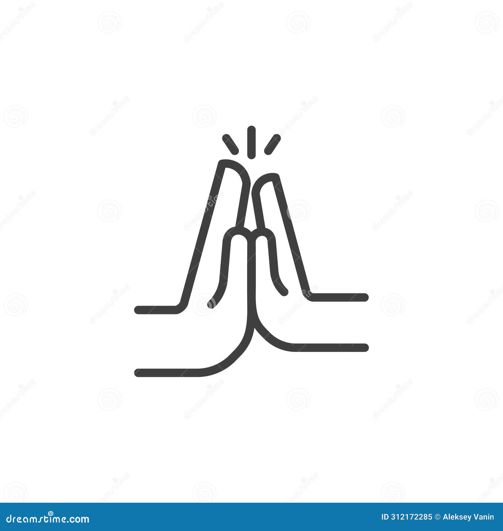 Two Hands High Five Line Icon Stock Illustration - Illustration of ...