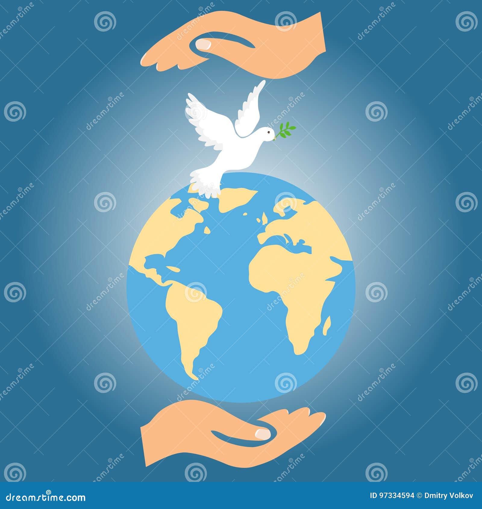 Two Hands Hold the Earth Together with the Dove of Peace Stock ...