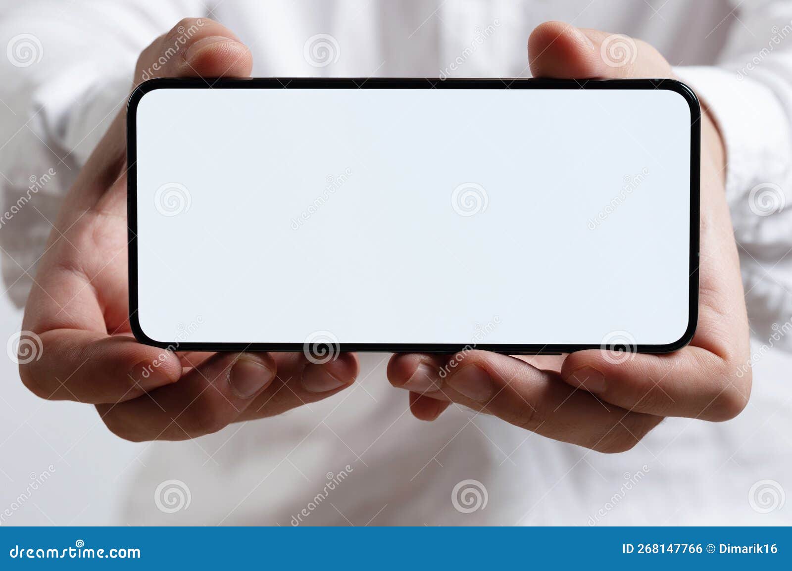 Two Hands Hold Modern Smartphone Stock Photo - Image of multimedia ...