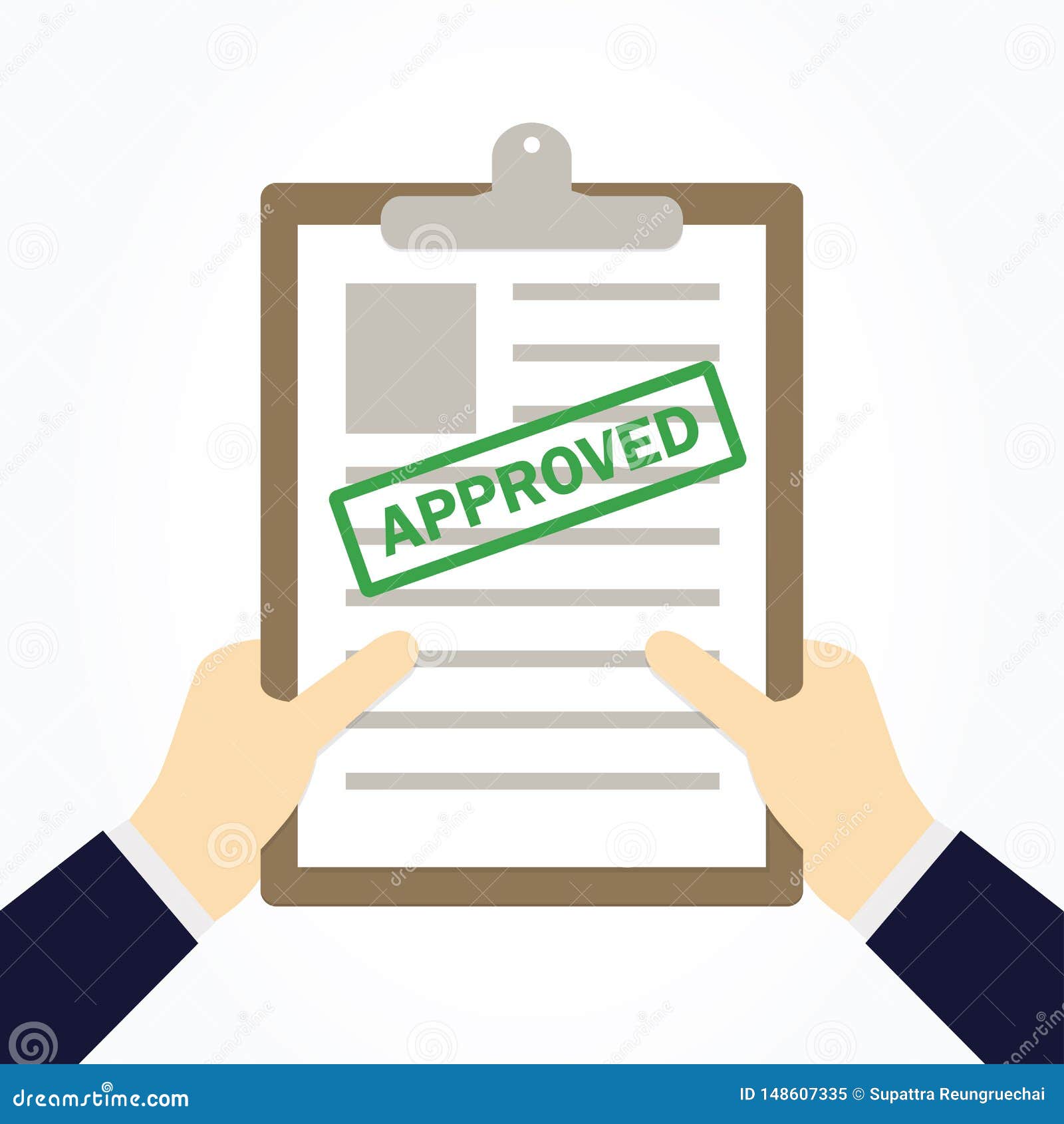 Two Hands Holding a Approved Paper. Stock Vector - Illustration of form ...