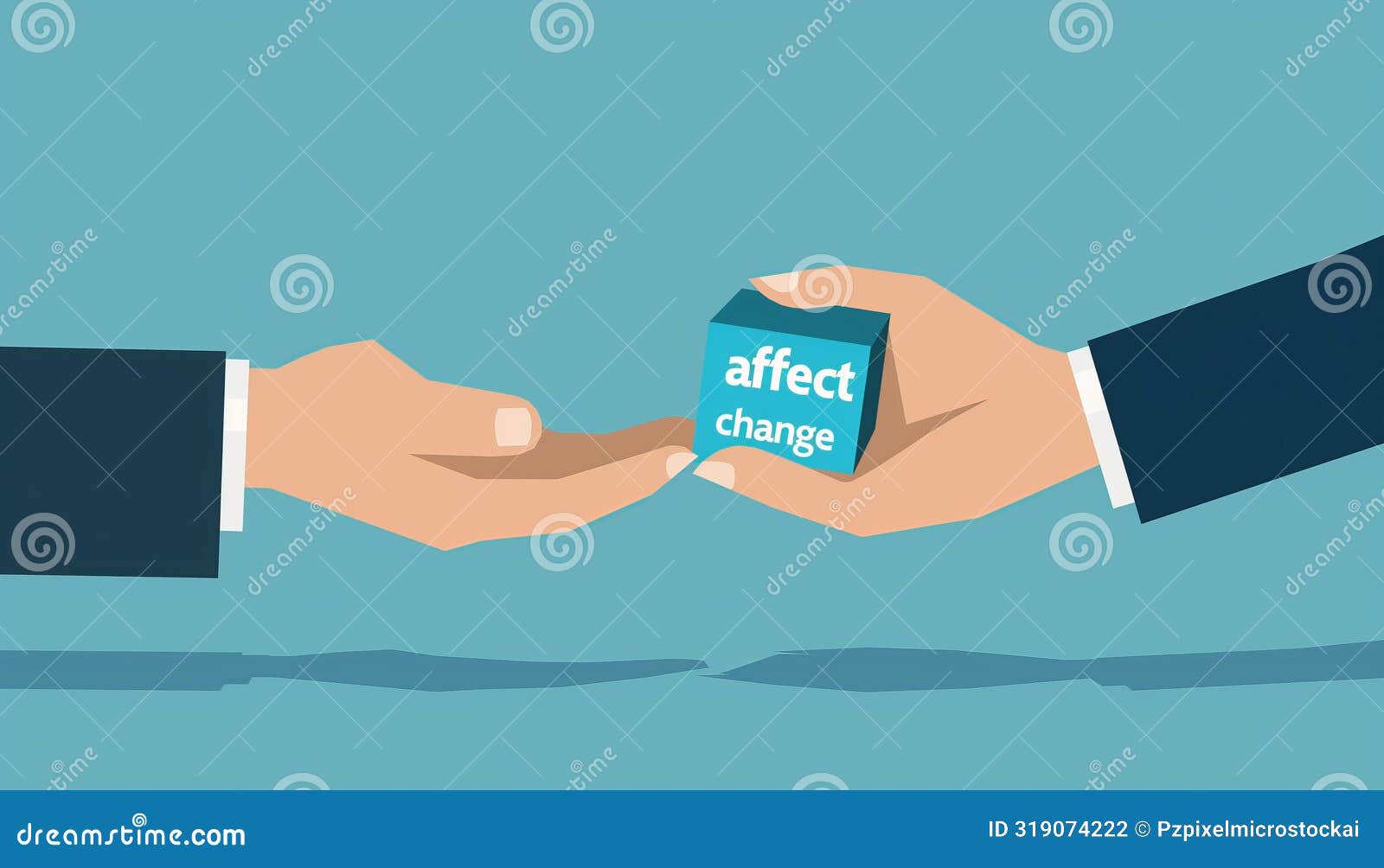 Two Hands Holding a Blue Cube with the Word Affect Change Written on it ...