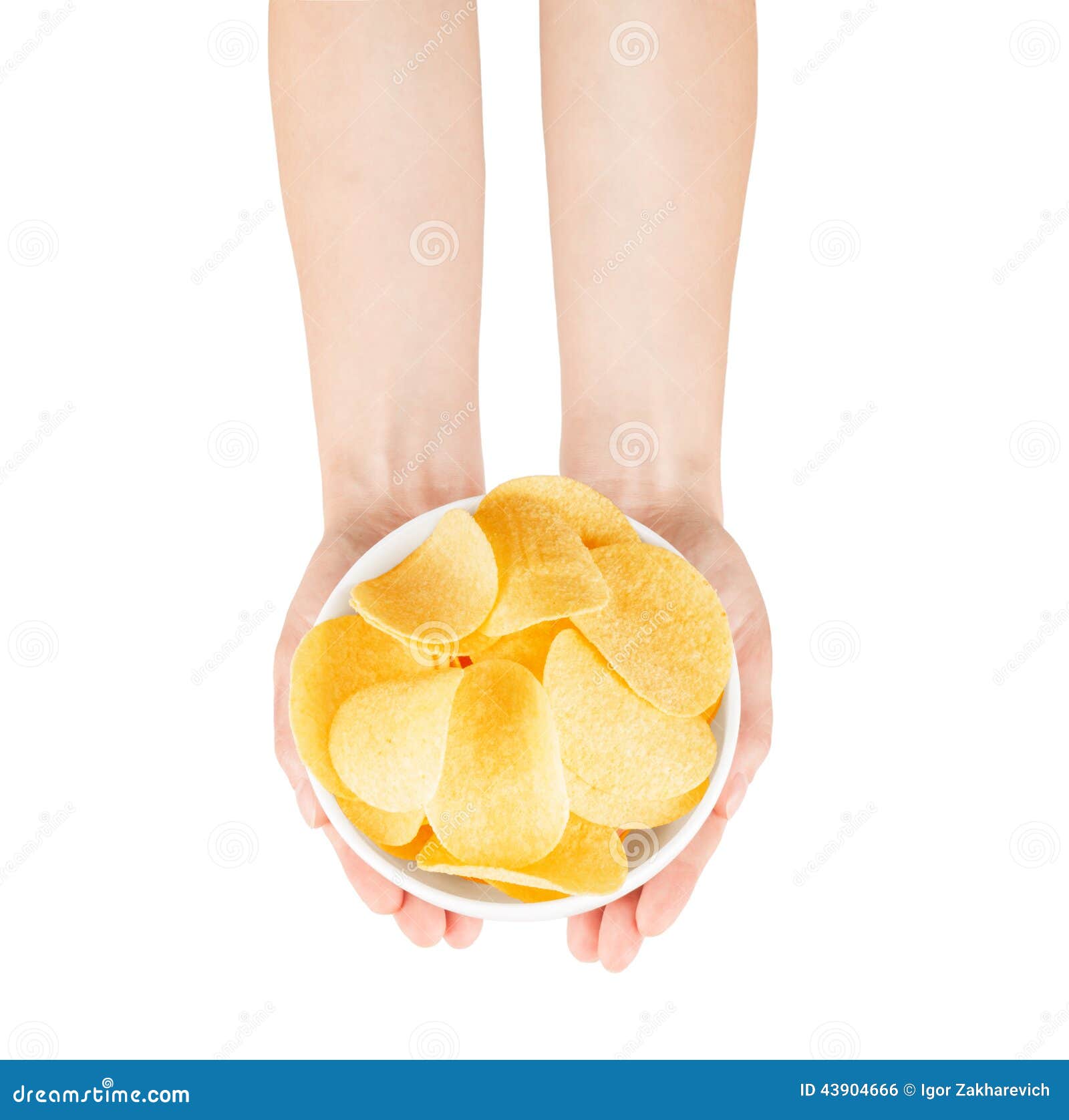 Two Hands Holding a Bowl of Potato Chips Stock Photo - Image of chip ...