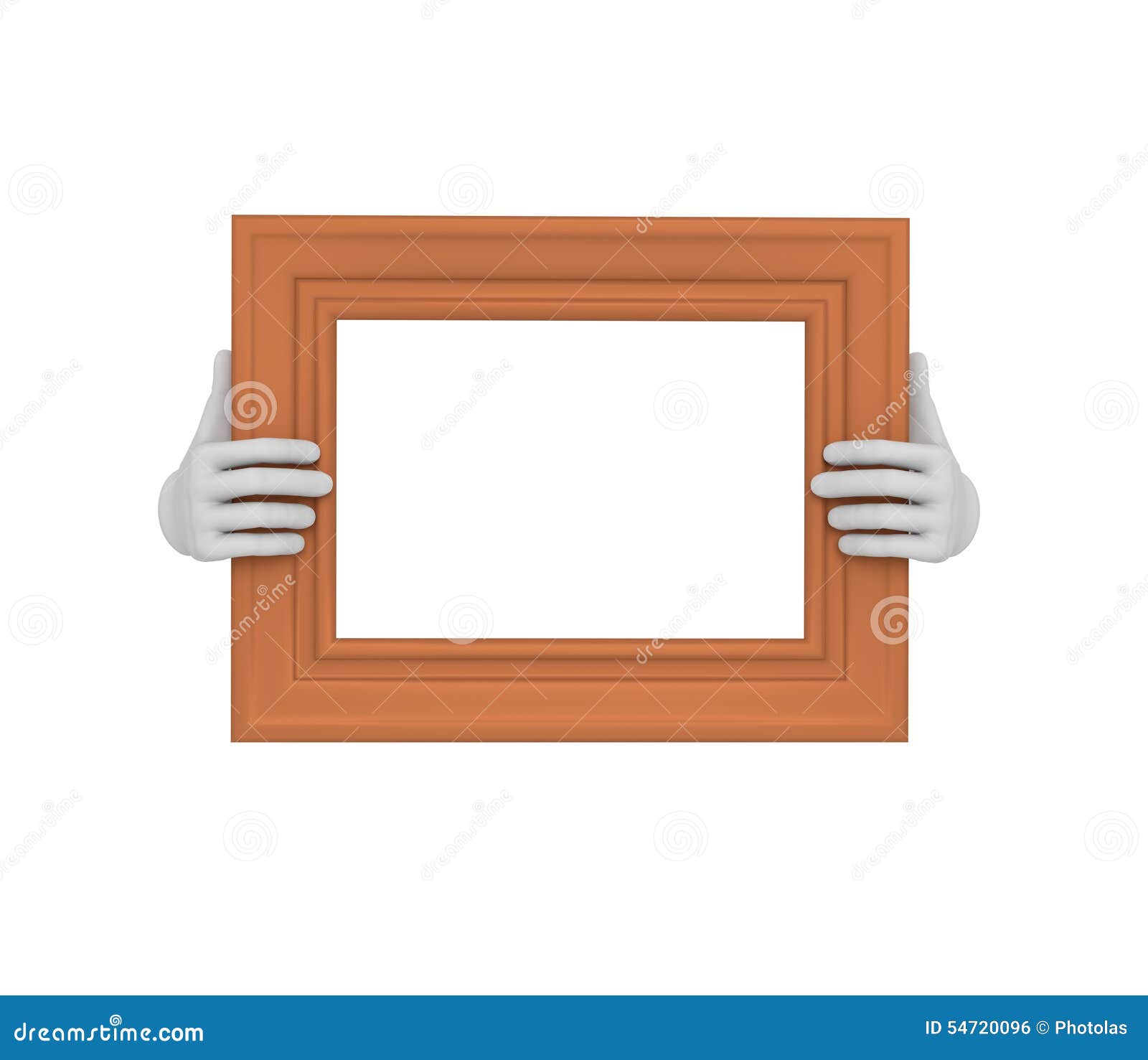 Two Hands Holding a Brown Rectangular Picture Frame. 3d. Isolate Stock ...