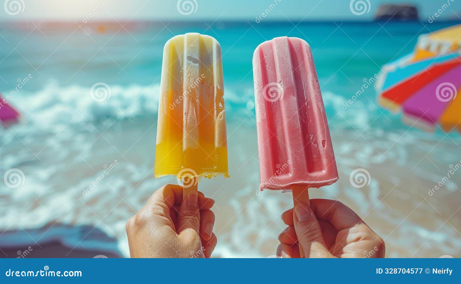 Two Hands Holding Colorful Popsicles Stock Image - Image of icecream ...