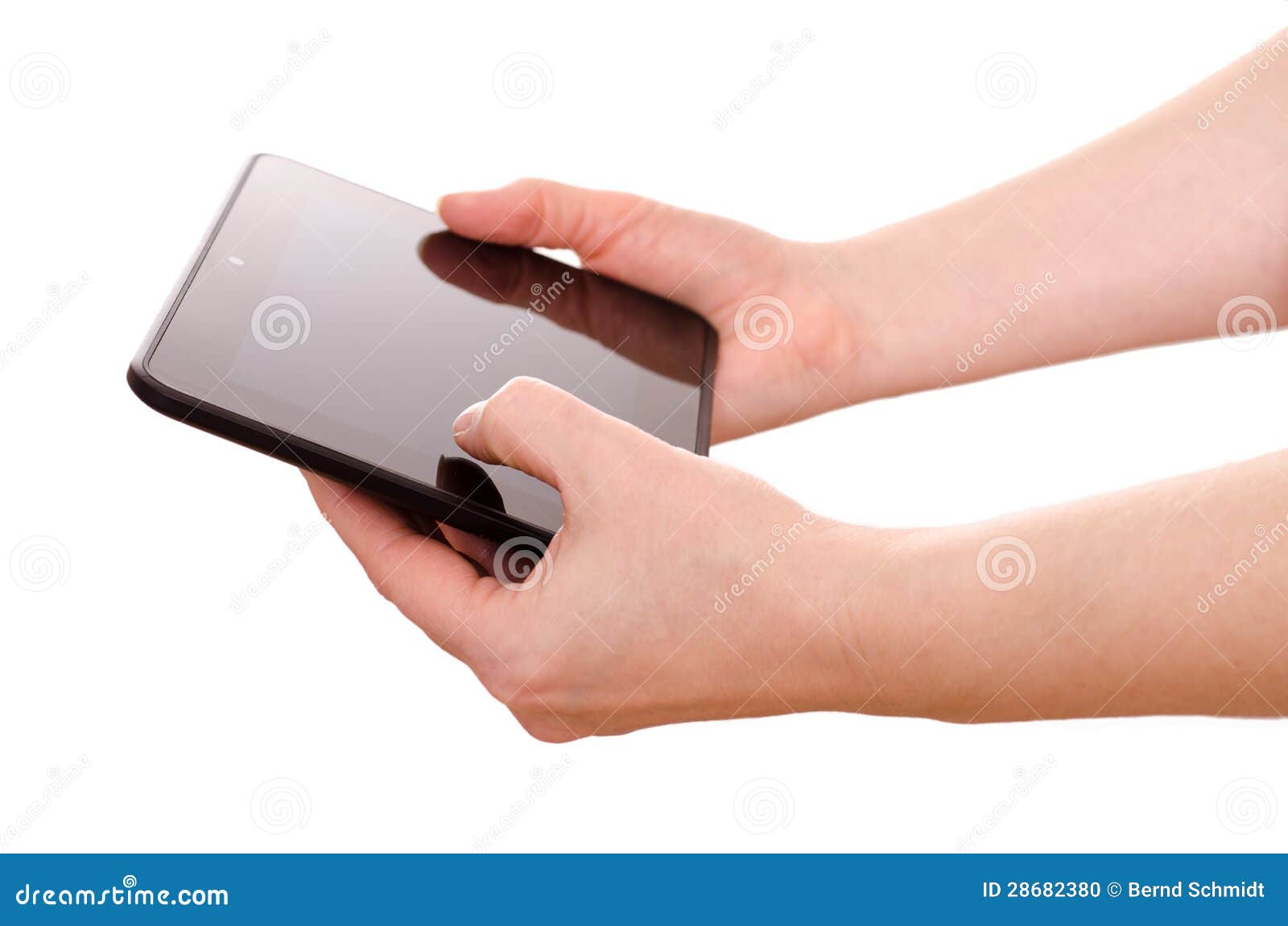 Two Hands are Holding a Computer Tablet Stock Photo - Image of hand ...