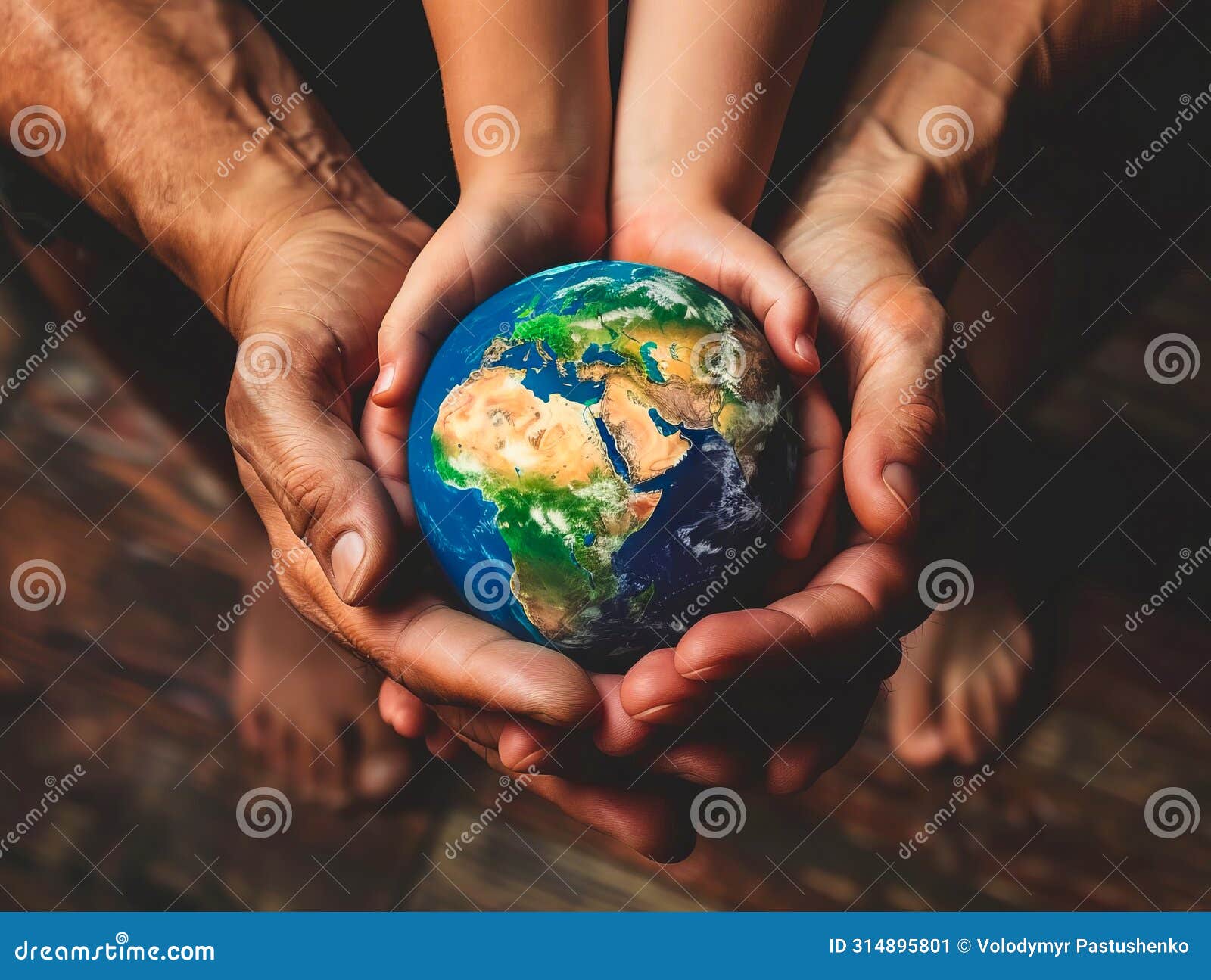 Two Hands Holding the Earth in Their Hands Stock Illustration ...