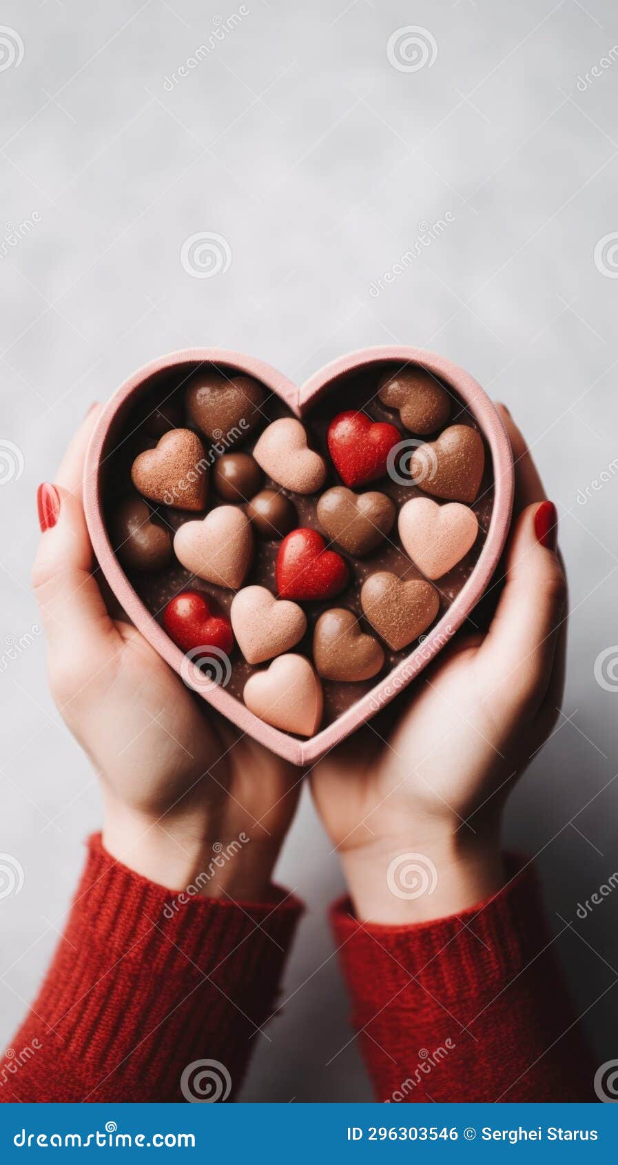 Two Hands Holding a Heart Shaped Box of Chocolates, AI Stock Photo ...