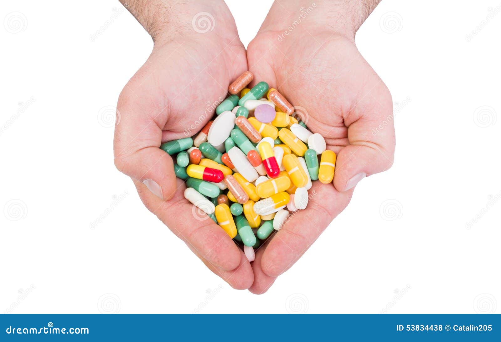 Two Hands Holding Many Pills Stock Photo - Image of insurance ...