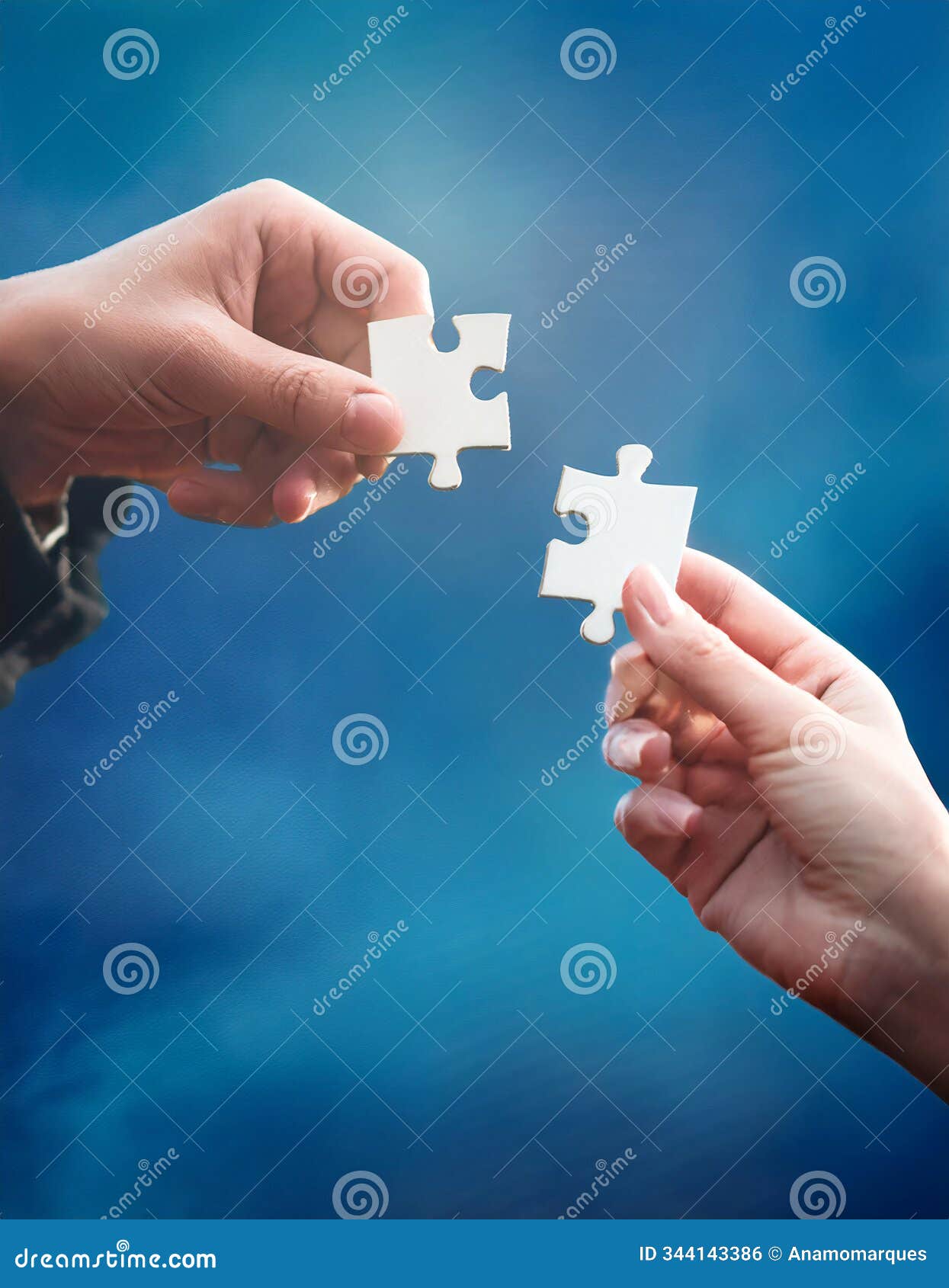 Two Hands Holding Matching Puzzle Pieces, Symbolizing Connection and Completion. Generative AI ...
