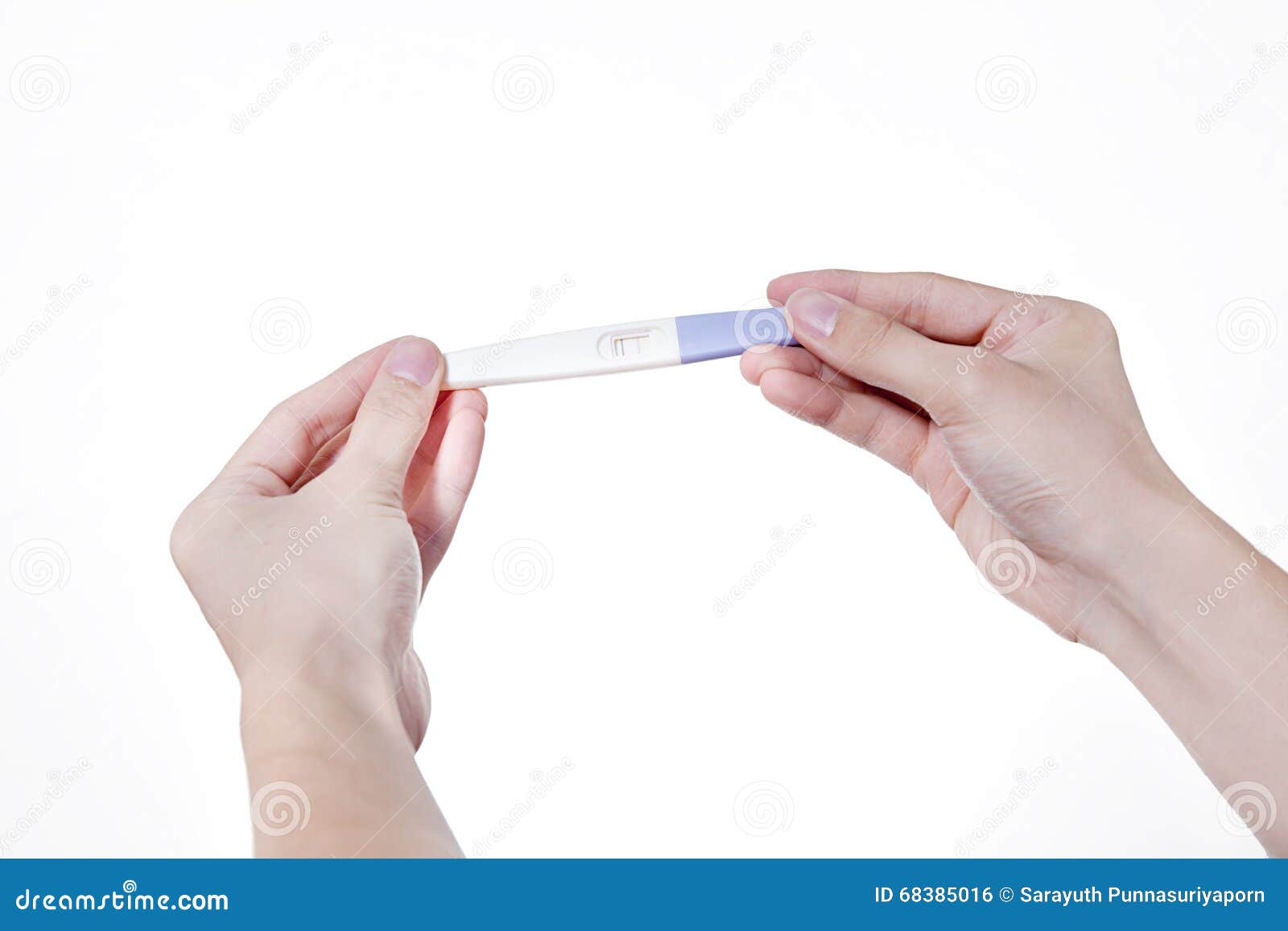 Two Hands Holding Positive Pregnancy Test on Isolated White Stock Photo ...
