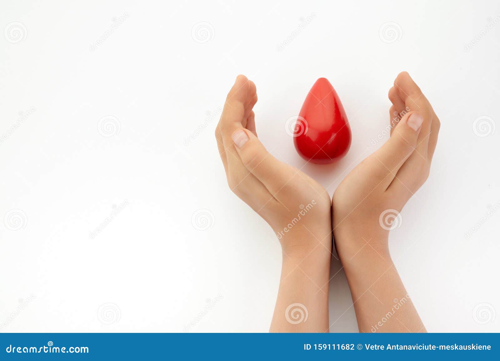 Two Hands Holding Red Blood Drop on White Background. Give Blood ...