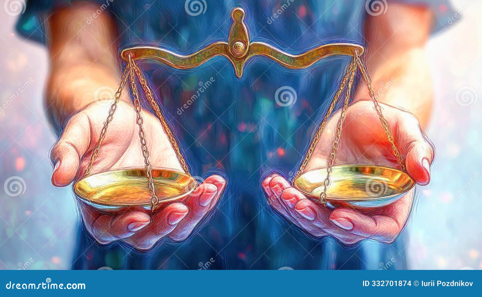 Two Hands Holding the Scales of Justice Balancing Equally Stock ...