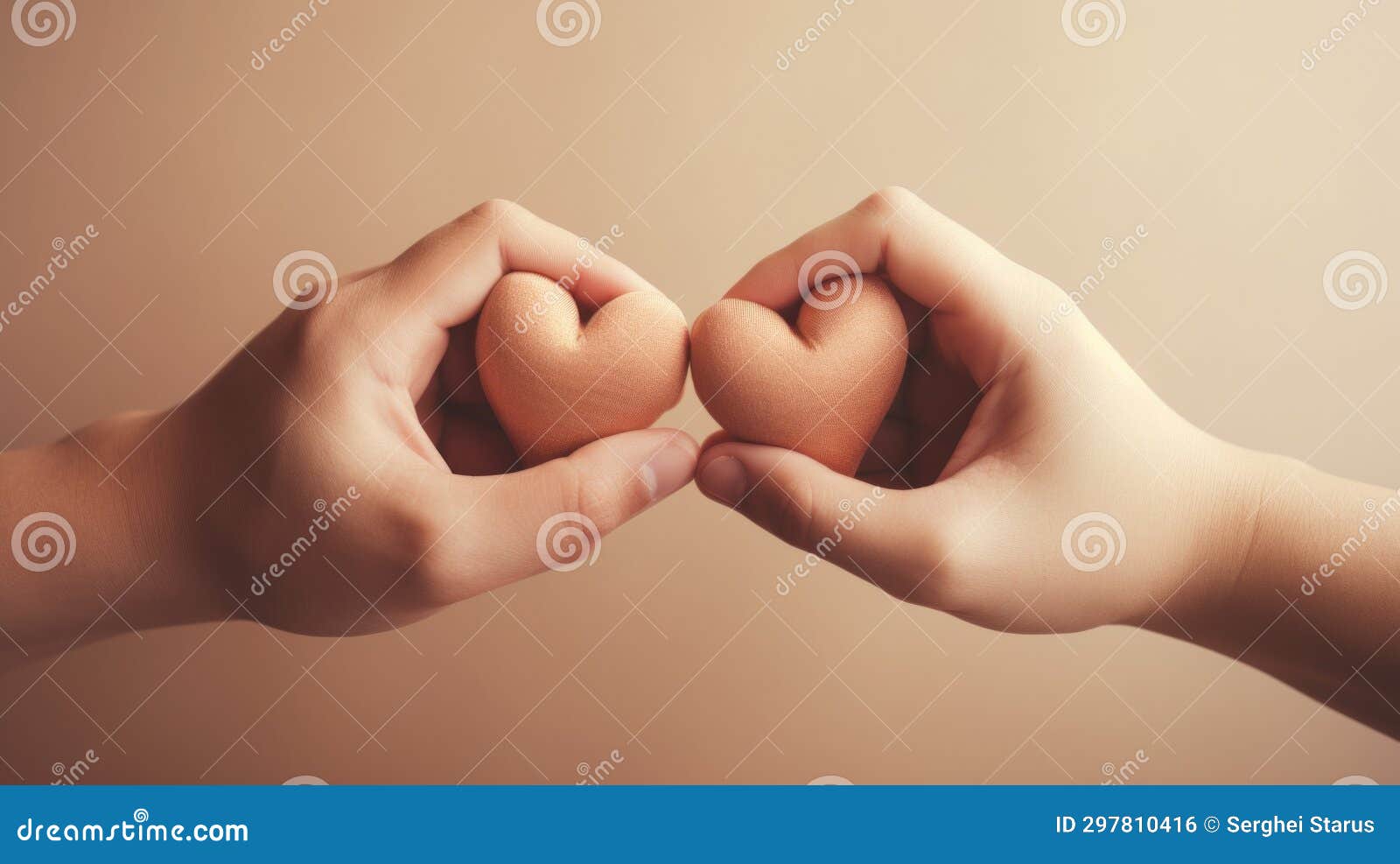 Two Hands Holding Two Heart Shaped Objects, AI Stock Photo - Image of ...