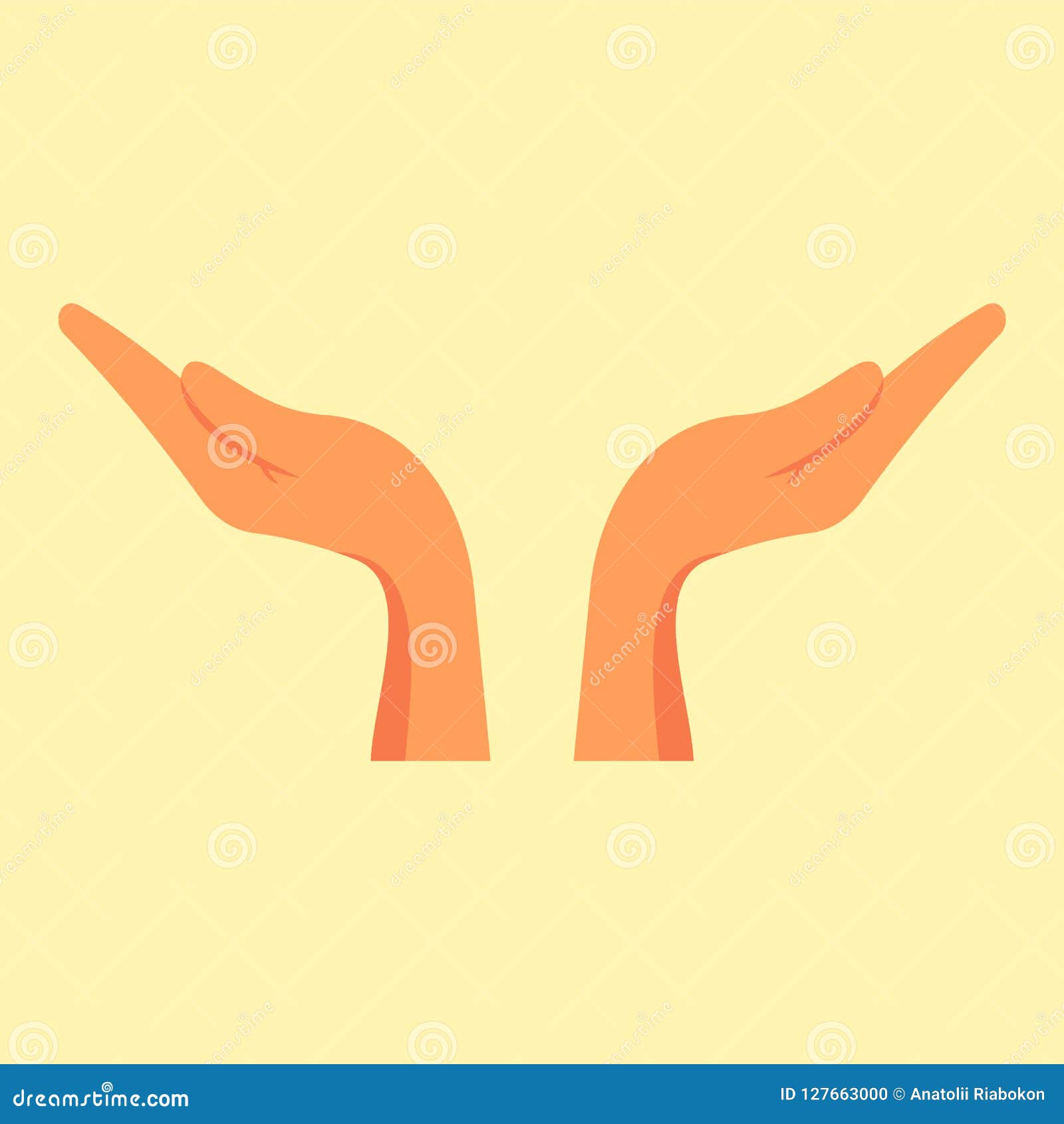 Two hands icon, flat style stock vector. Illustration of making - 127663000