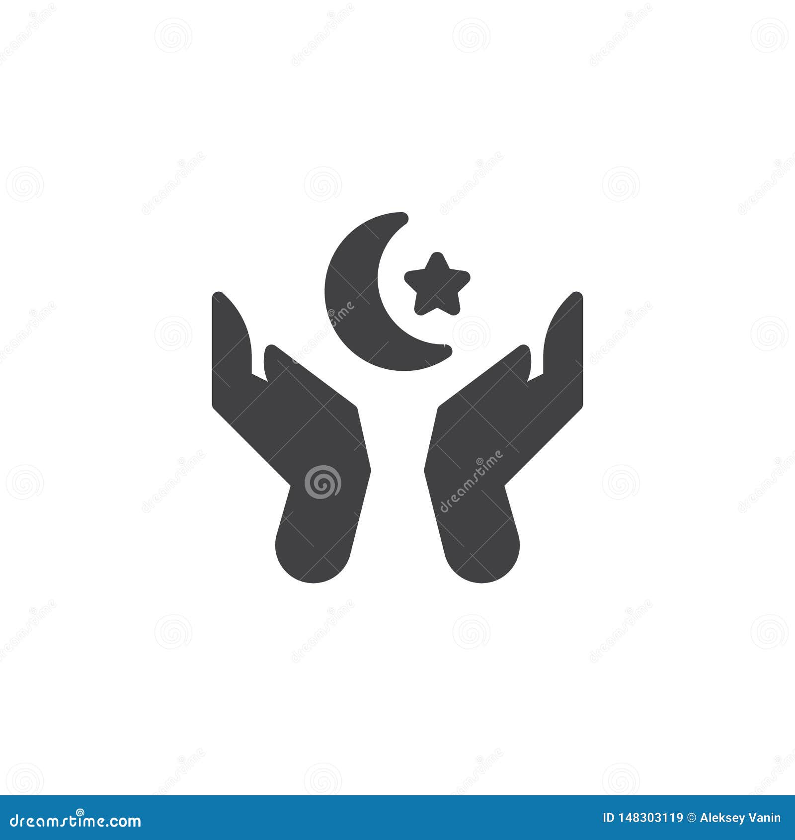 Two Hands with Islamic Moon and Star Vector Icon Stock Vector ...