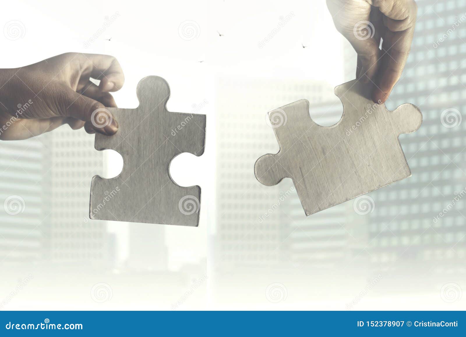 Two Hands Join Together Two Pieces Of Puzzle, Concept Of Problem ...