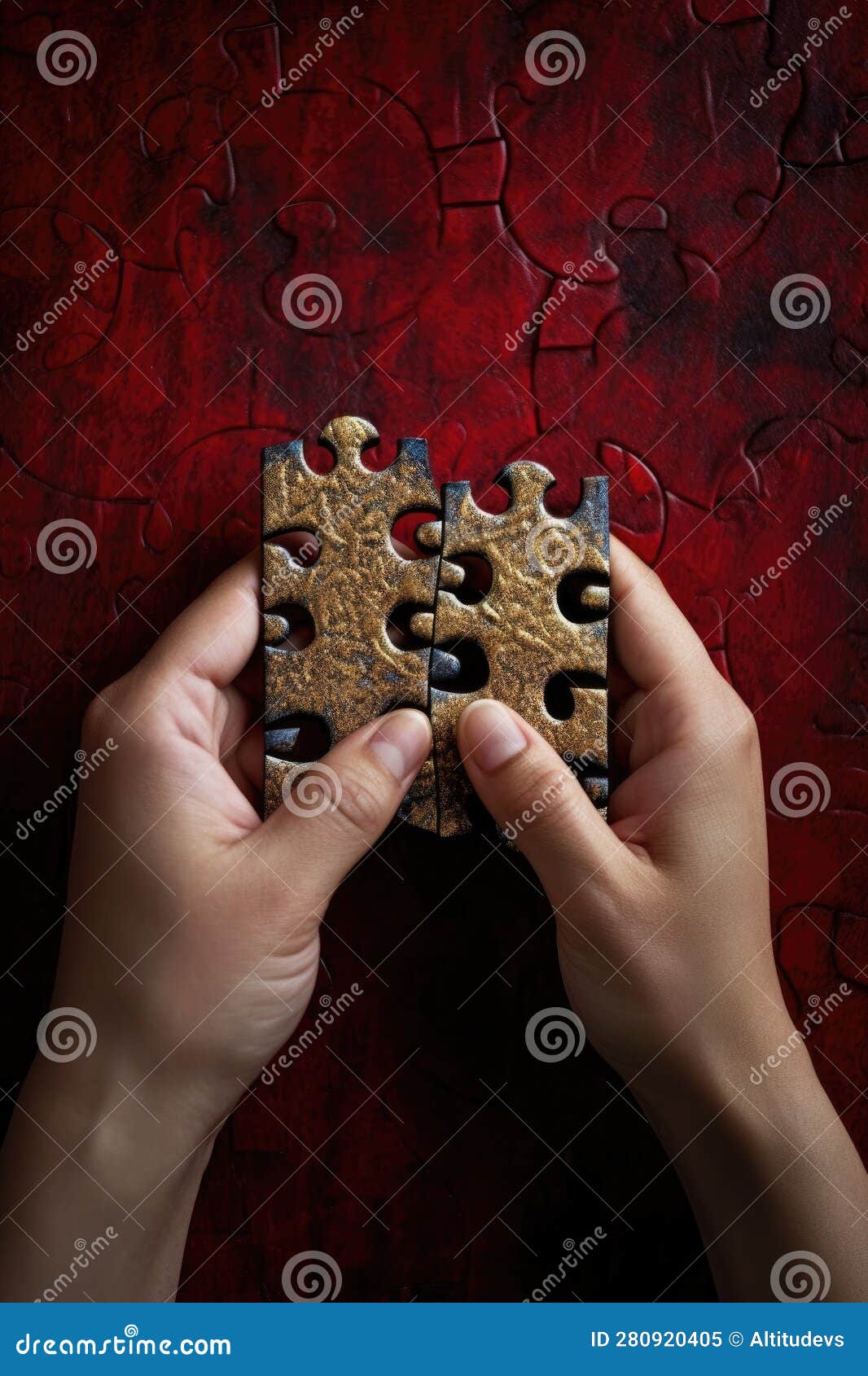 Two Hands Joining Puzzle Pieces, Symbolizing Teamwork Stock ...