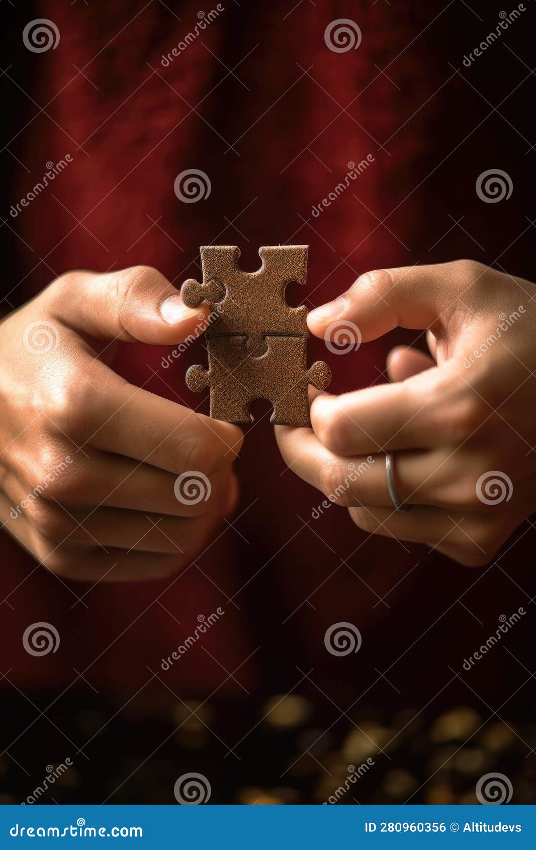 Two Hands Joining Puzzle Pieces, Symbolizing Teamwork Stock ...
