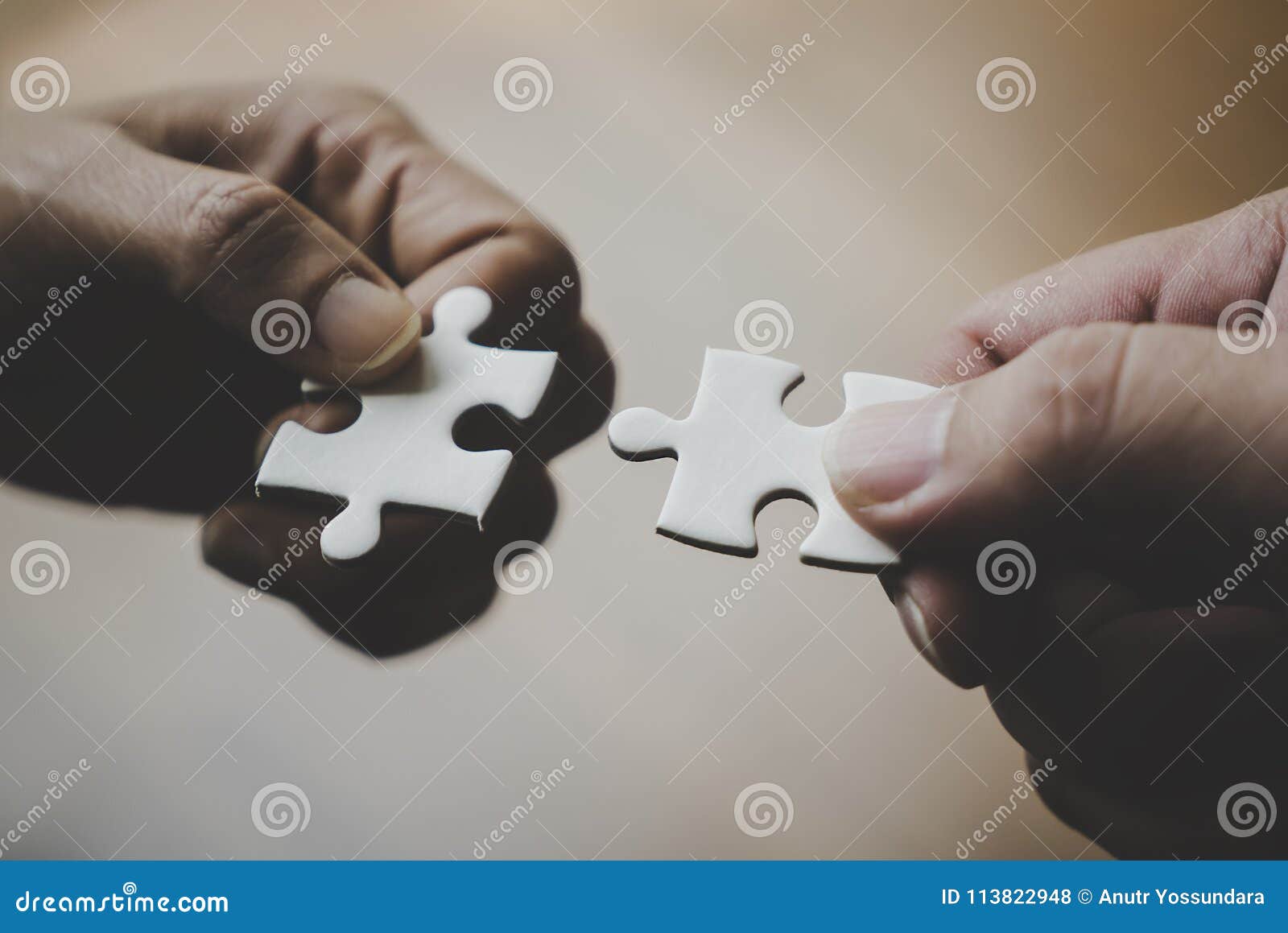 Two Hands Joining Together Two Jigsaw Stock Photo - Image of concept ...