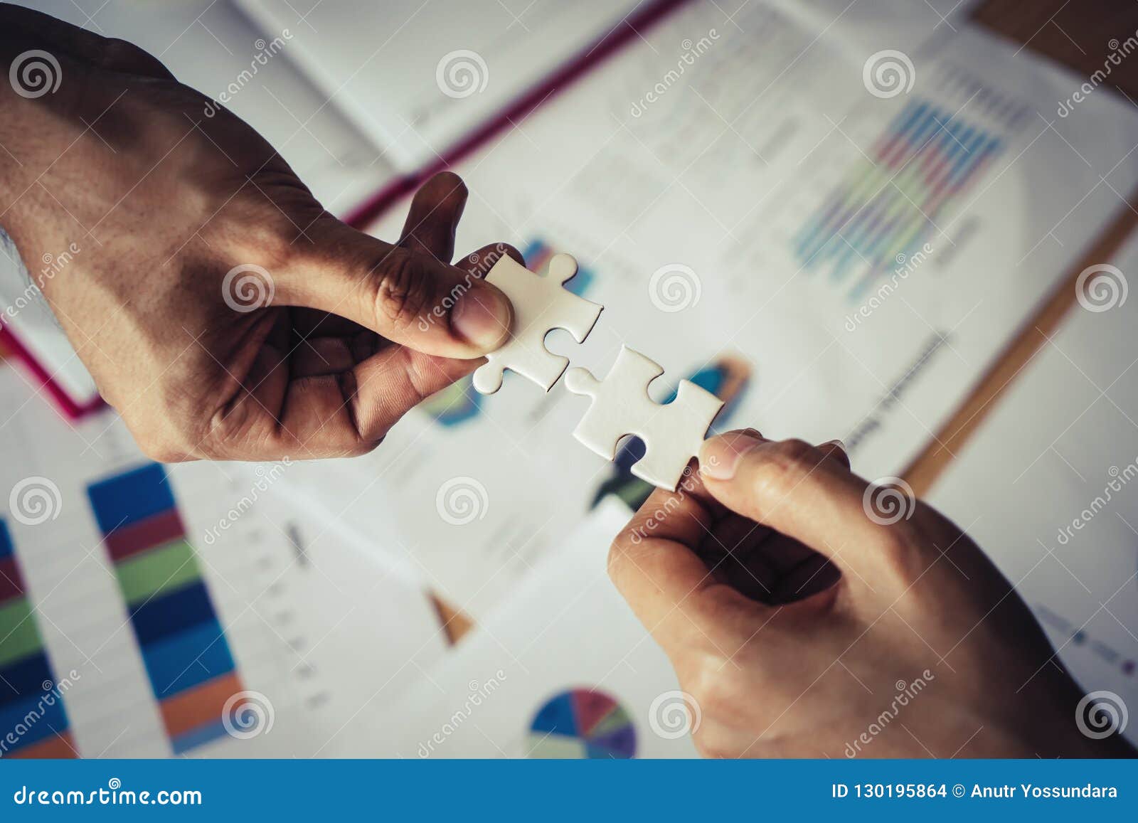 Two Hands Joining Two Jigsaw Puzzles Stock Photo - Image of idea ...