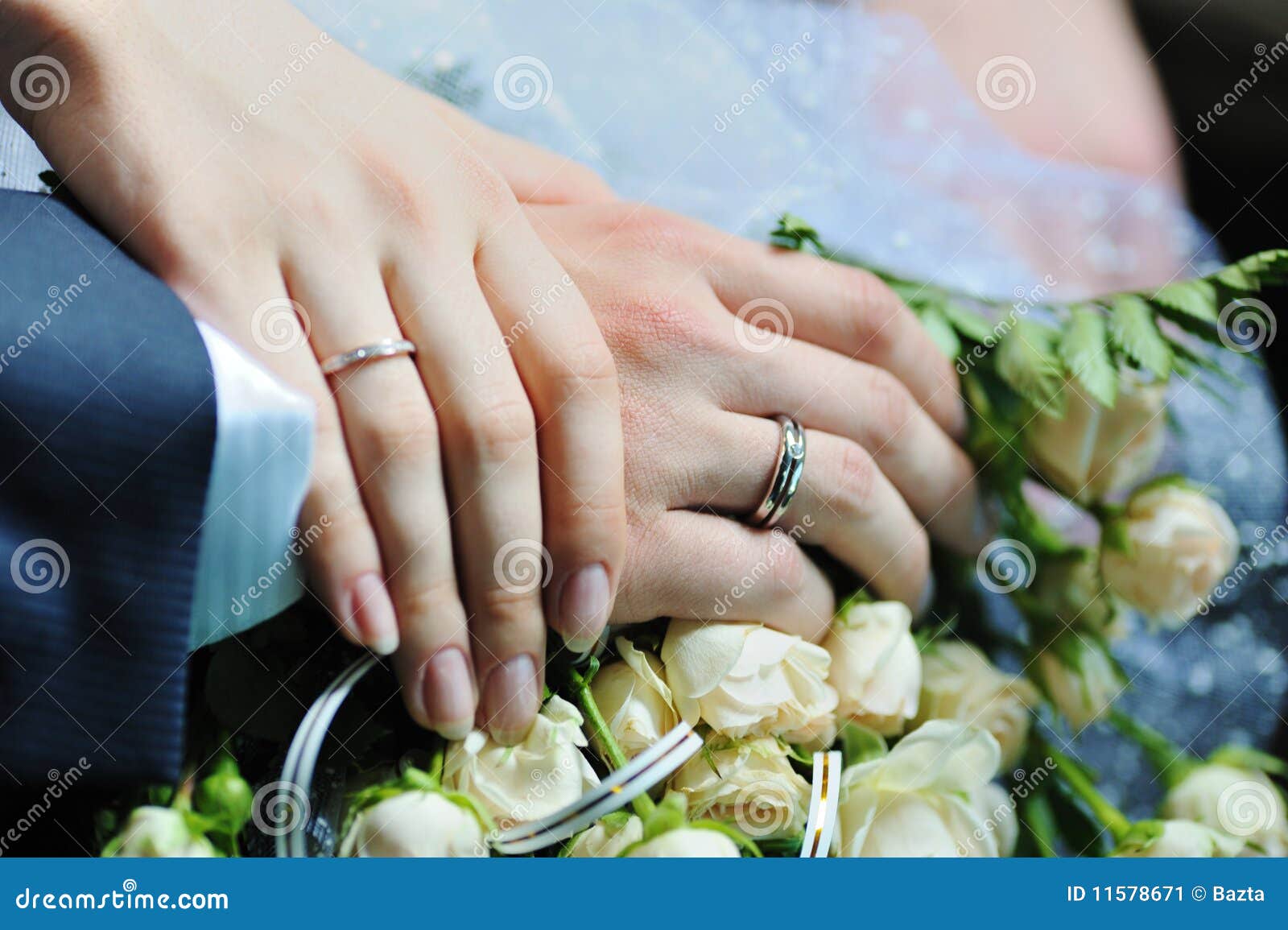 Two Hands of Just Married Couple Holding Each Over Stock Image - Image ...