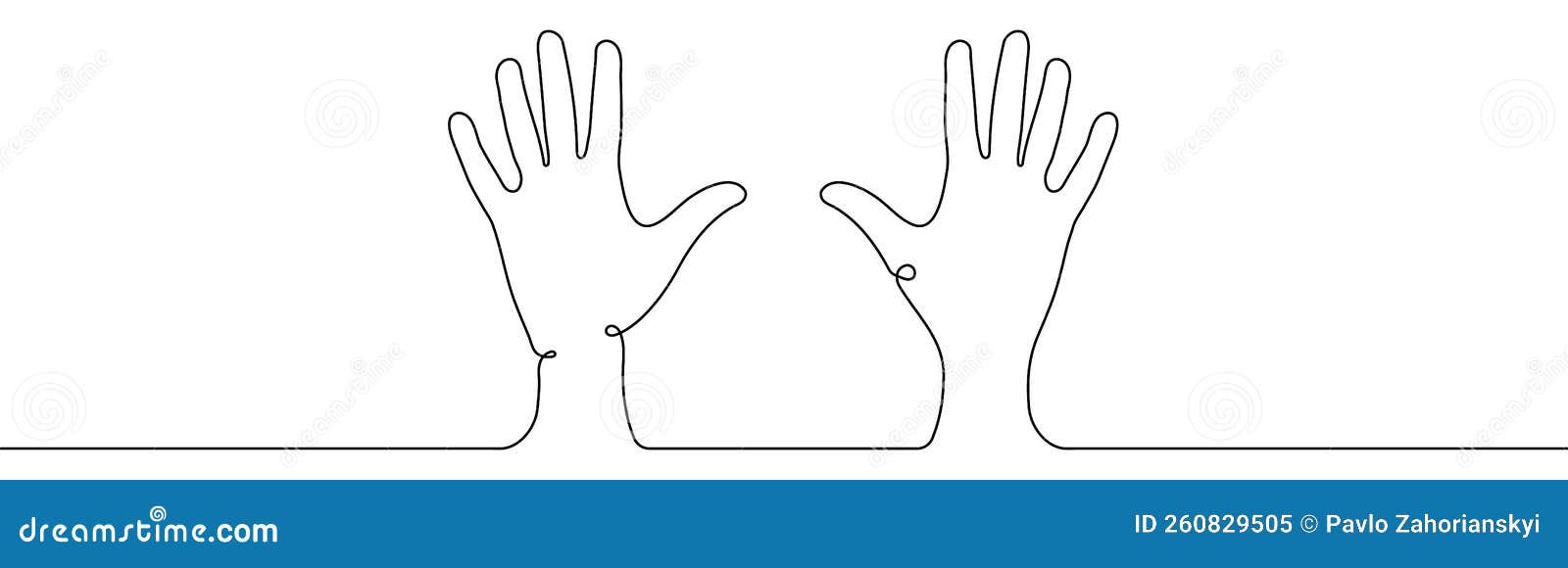 Two Hands Line Art Drawing. Continuous Line Drawing of Hand Stock ...