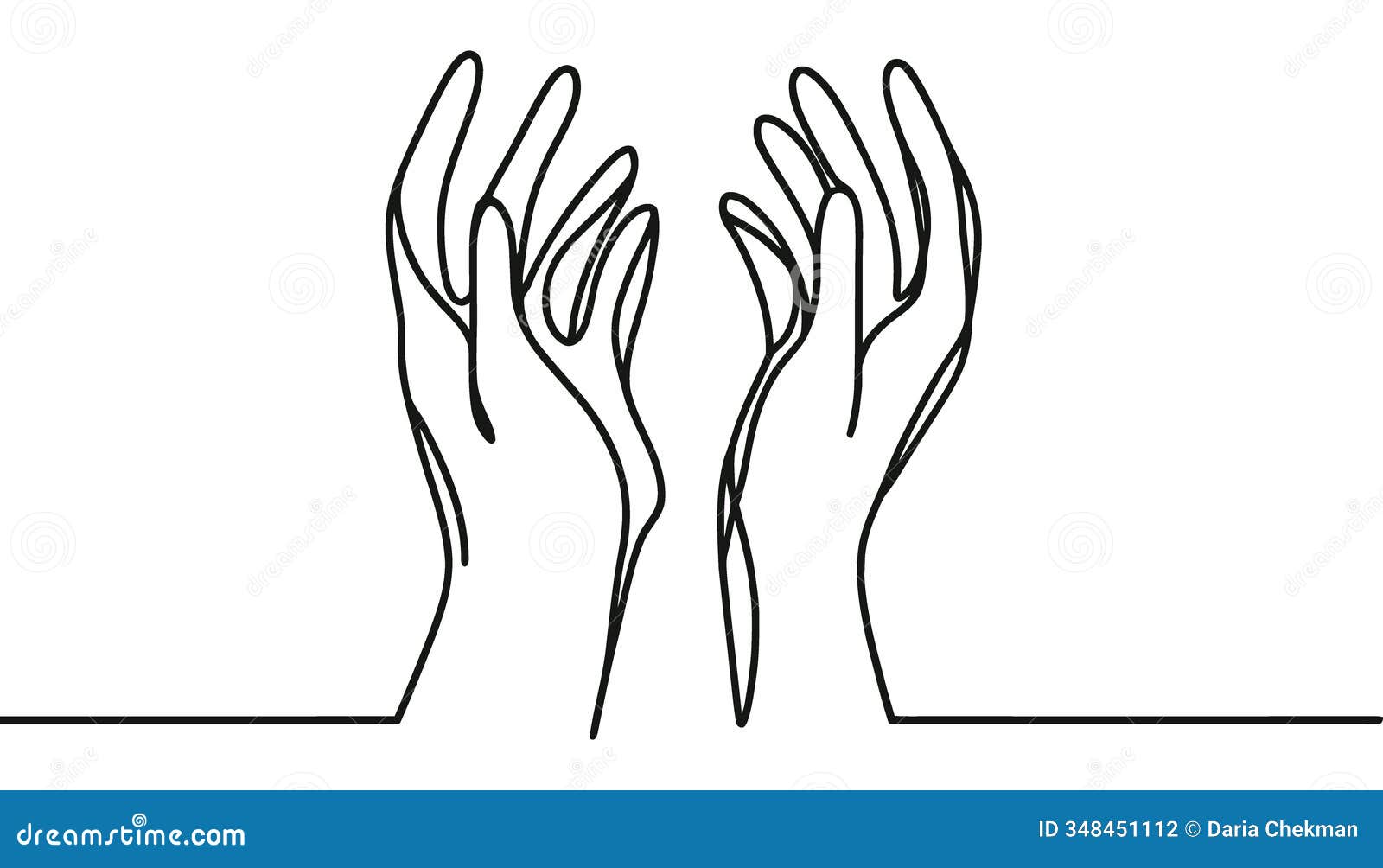 Two Hands Line Art Drawing. Continuous Line Drawing of Hand Stock ...