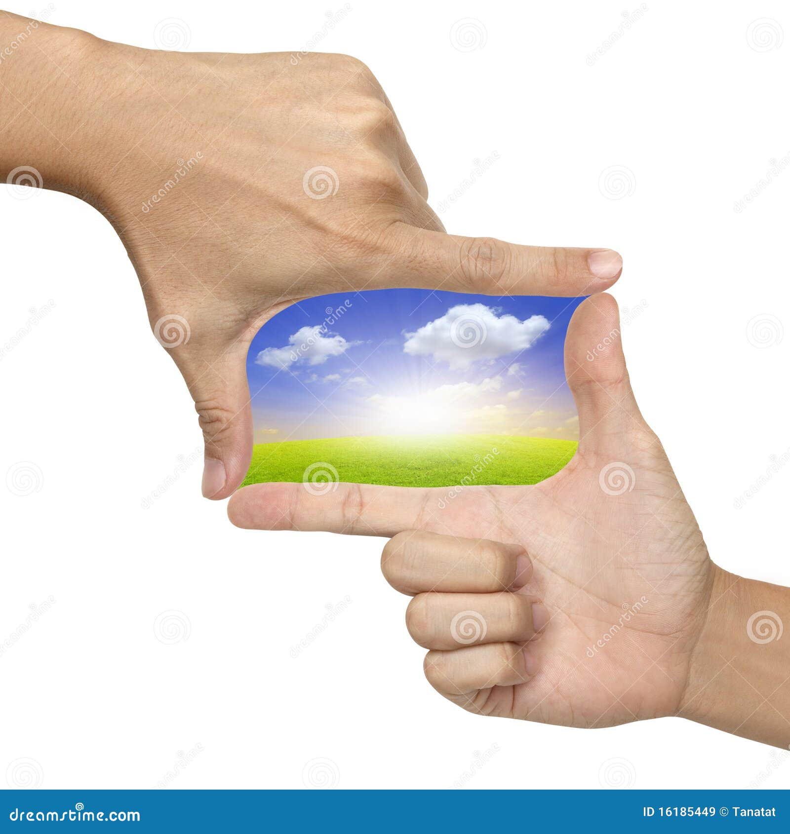 Two Hands Make Frame Shape with Landscape Picture Stock Image - Image ...